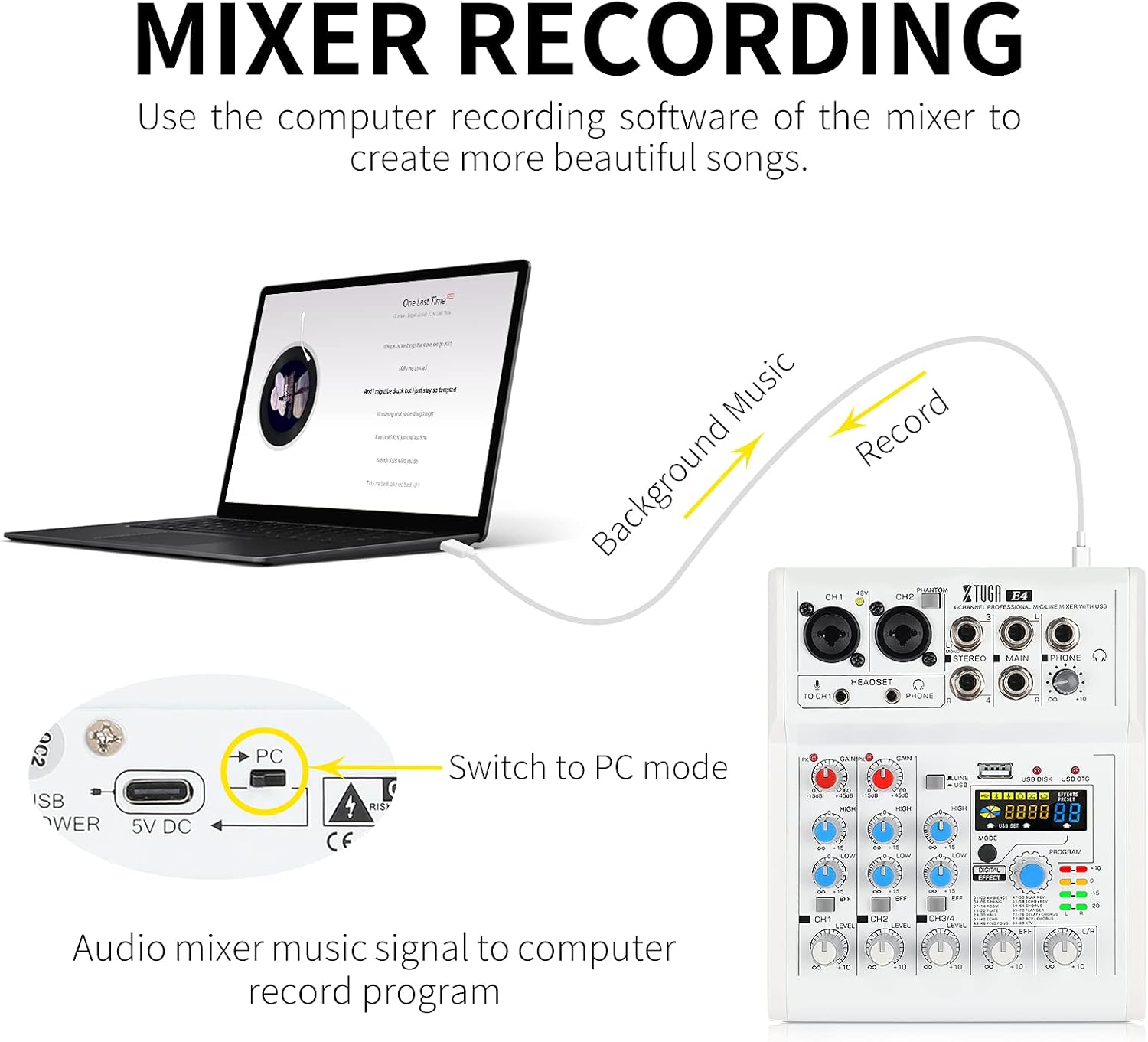 XTUGA E4 4 Channel Audio Mixer with DSP, USB, and Morocco | Ubuy