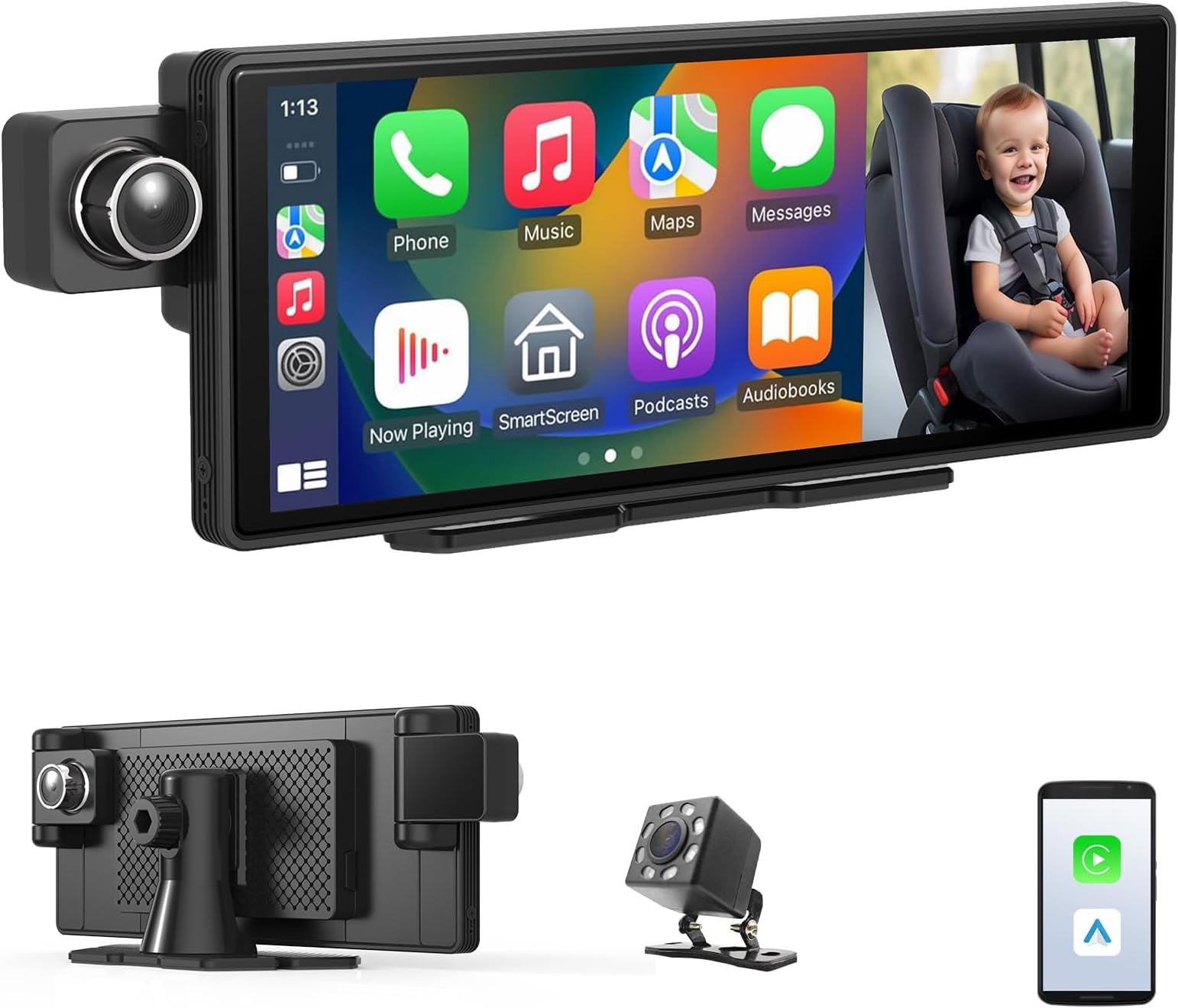 Amazon.com: Sunweyer 10.26 inch Car Video Recorder Portable Car Stereo ...