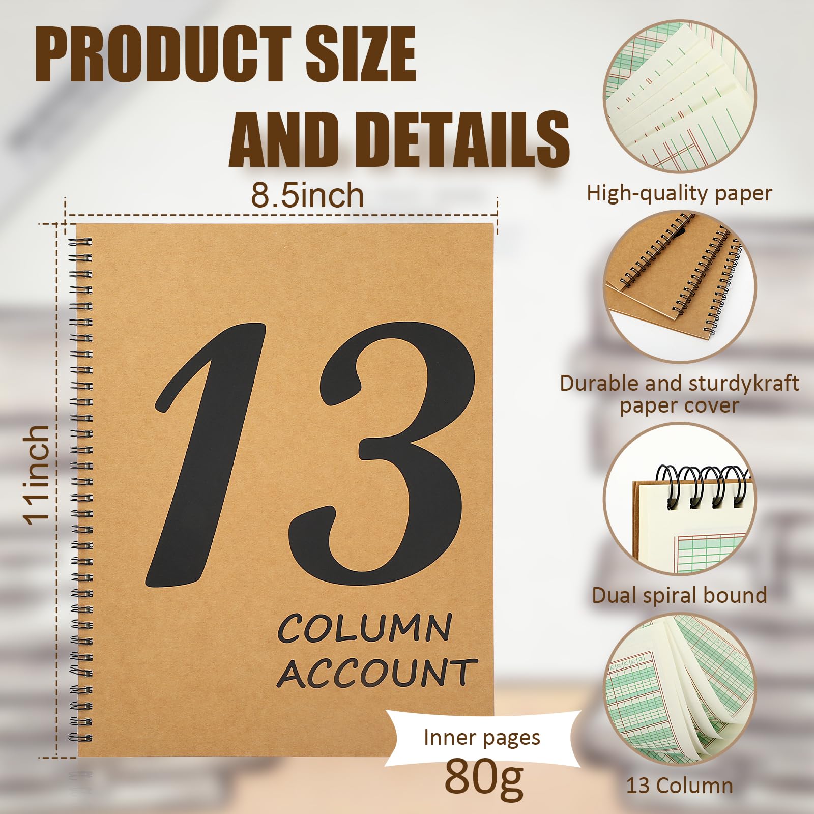 Snapklik.com : 3 Pcs 13 Column Ledger Book 8.5 11inch Account Book ...