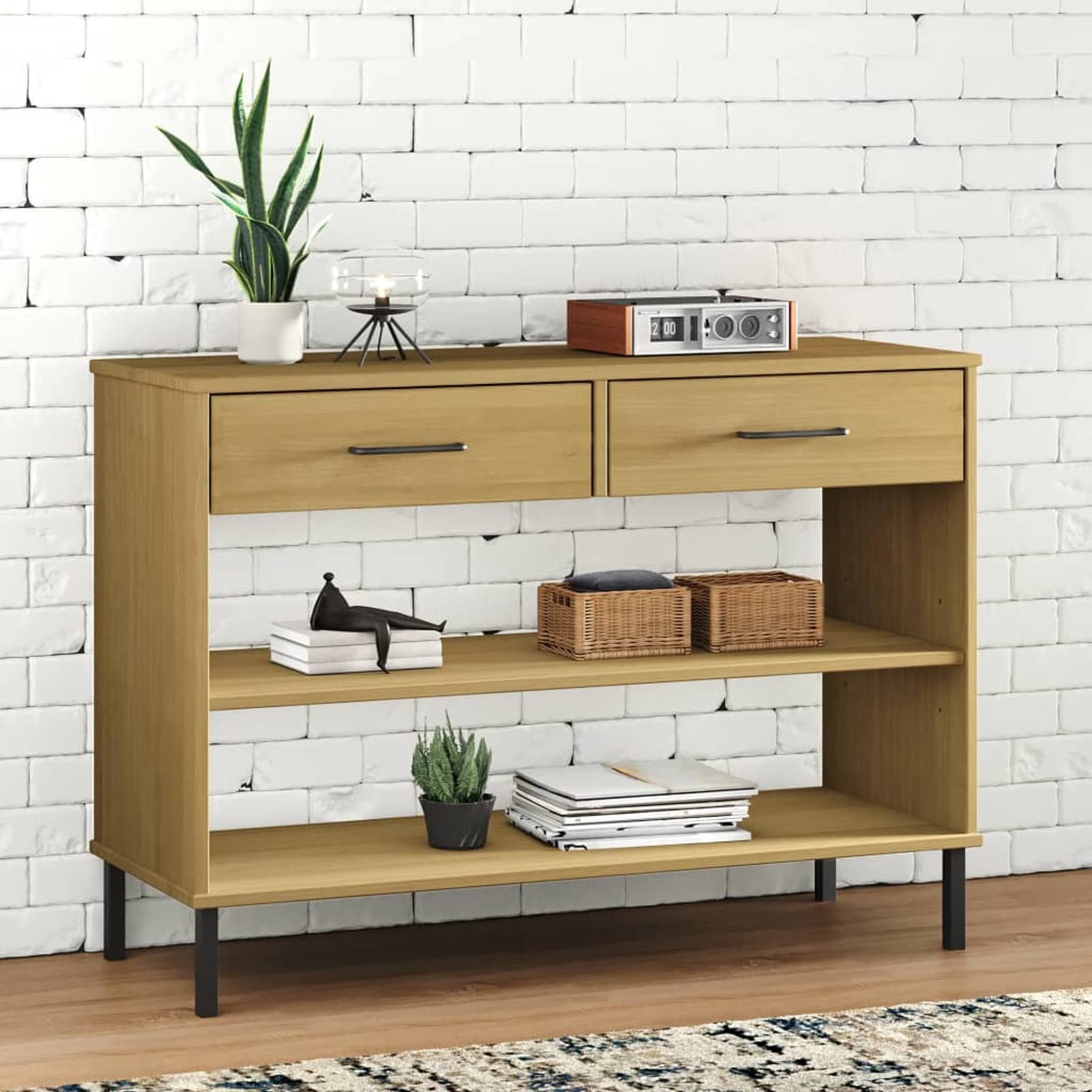 Amazon.com: Tidyard Console Cabinet with 2 Storage Drawers and Open ...