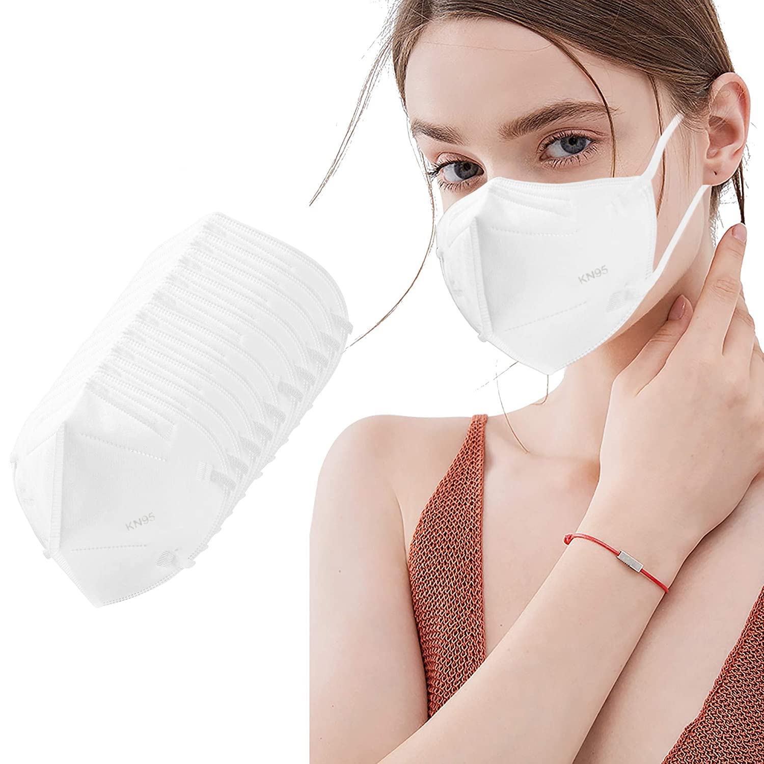 LEMENT 50PCS KN95 Face Mask 5 Layer Breathable with Elastic EarLoops ...