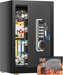 4.2 cu ft Large Home Safe Box with A4 Fireproof Waterproof Bag, 40LB ...