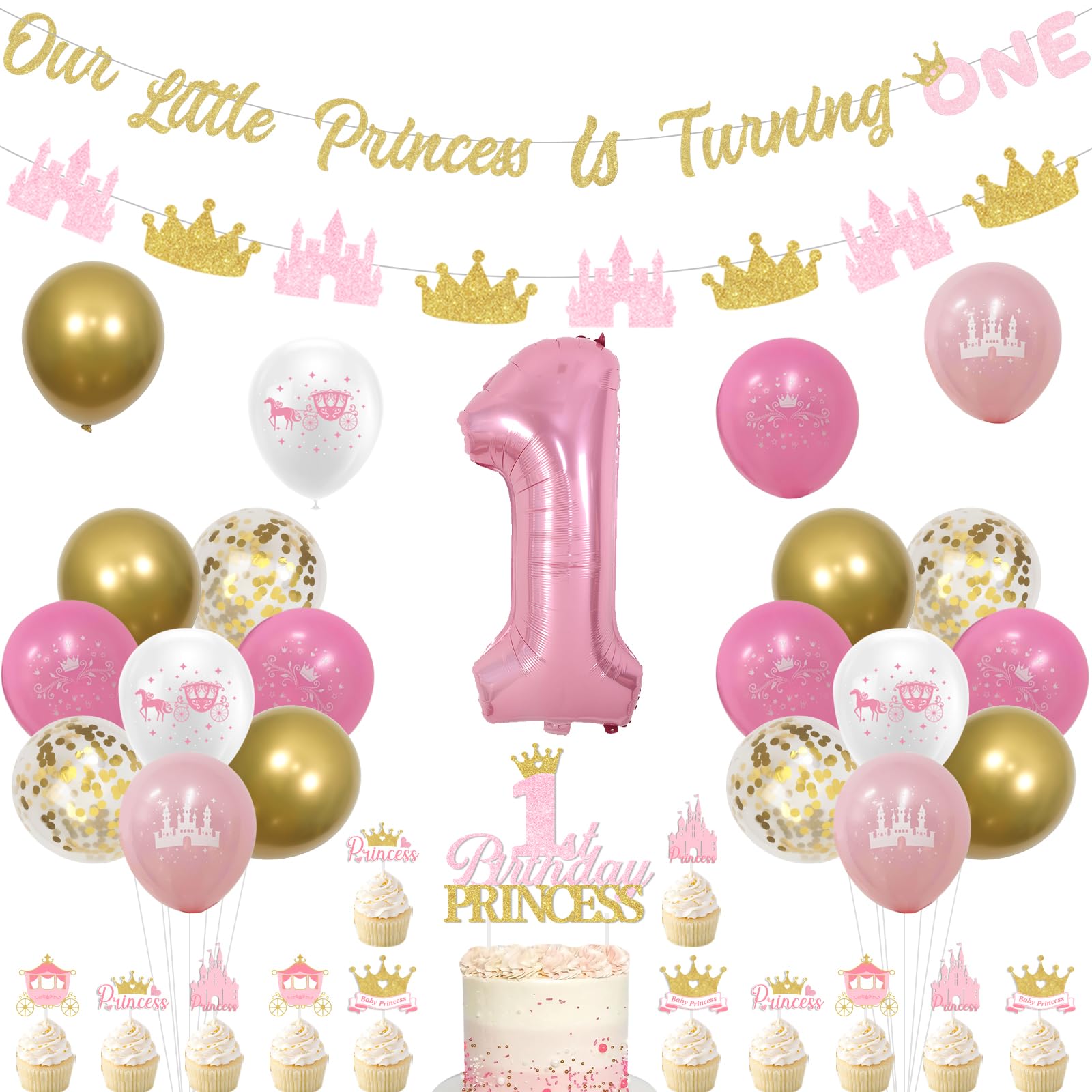 Amazon.com: kreat4joy Princess 1st Birthday Decorations for Girls, Our ...