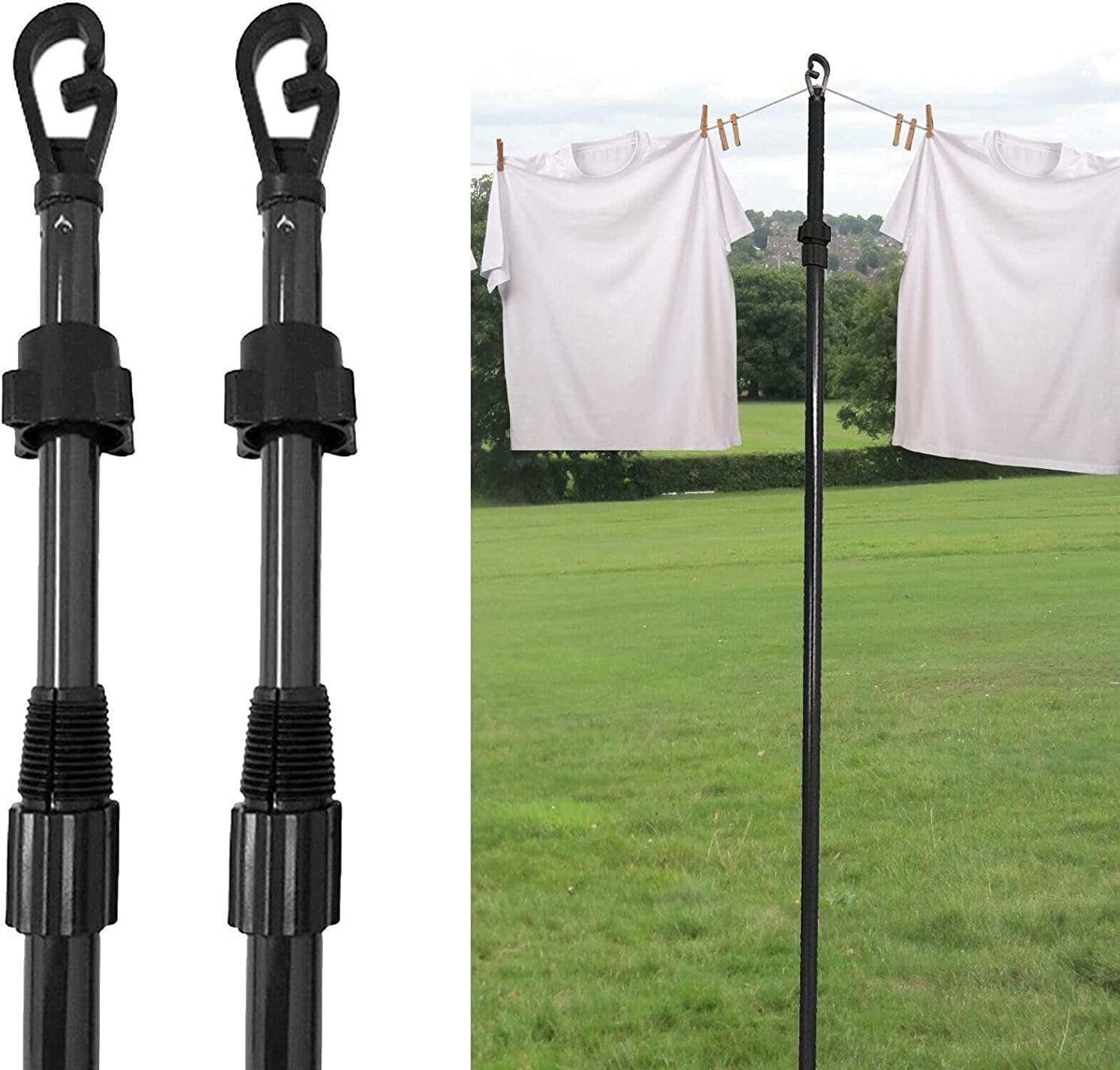 Pelle & Sol 2.2m Telescopic Washing Line Pole – Heavy Duty Washing Line ...