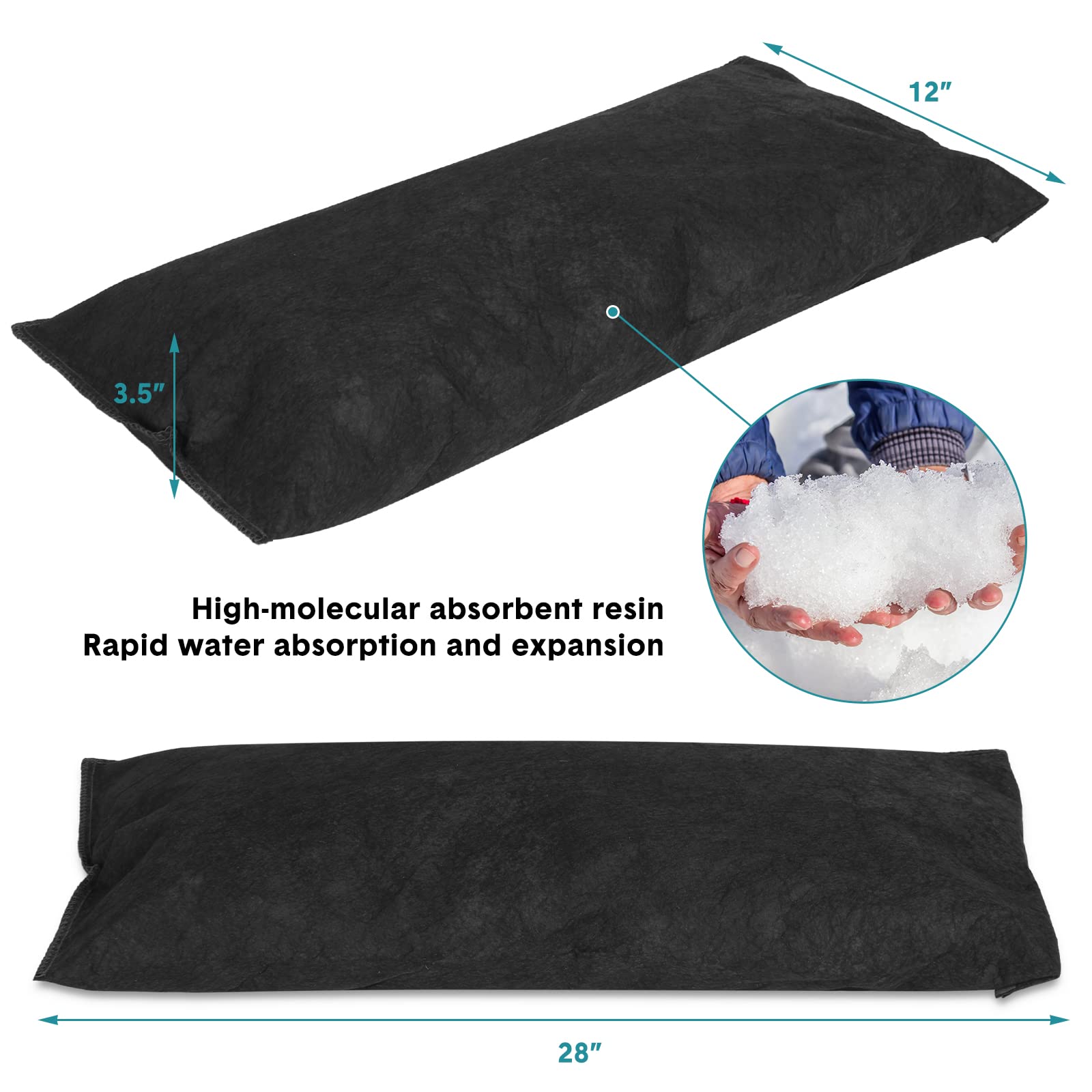 12 Pcs Water Barrier 12 x 28 Inches Water Activated Flood Barriers for ...