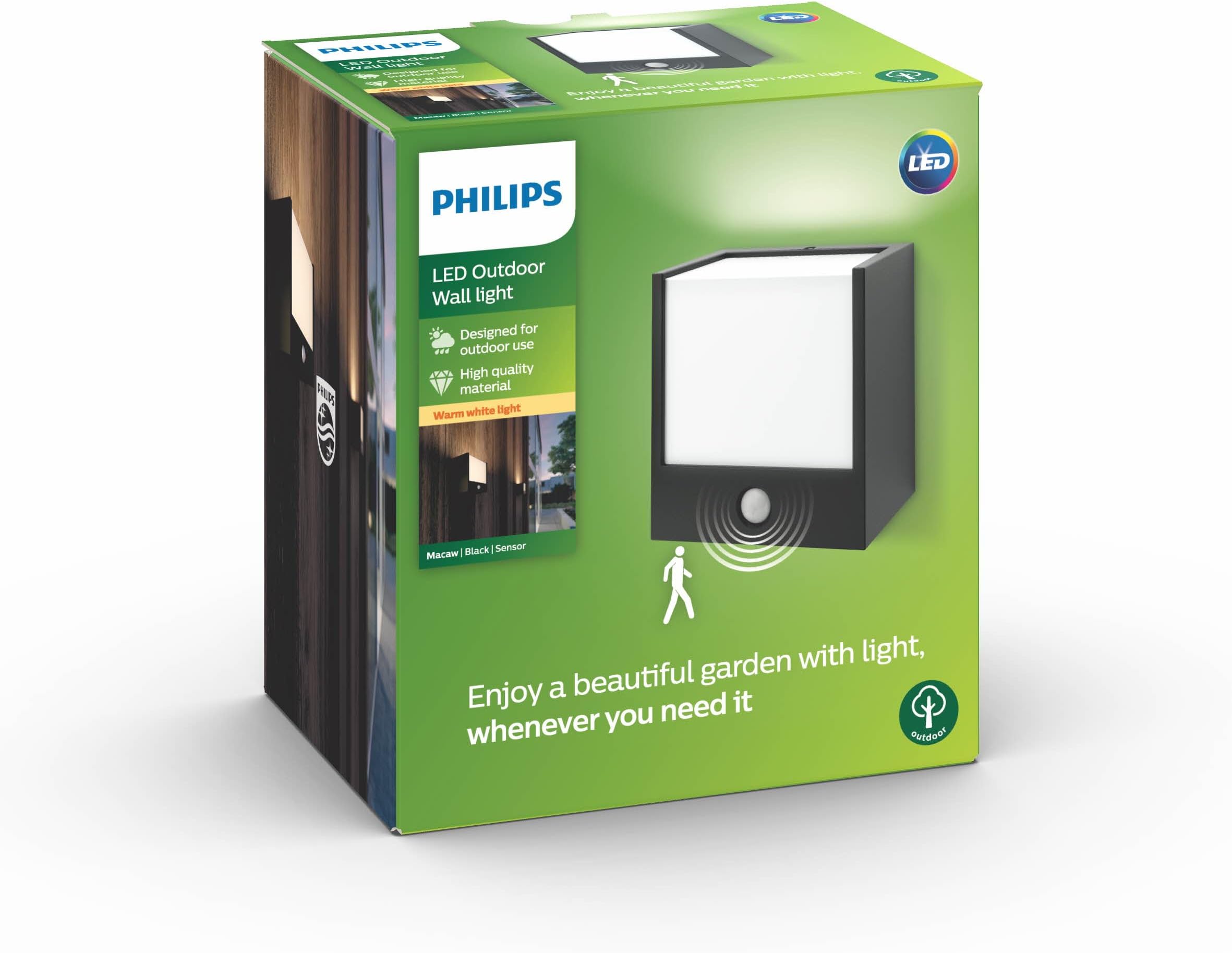 Philips LED Splay Outdoor Wall Light with Motion Sensor [Warm White ...