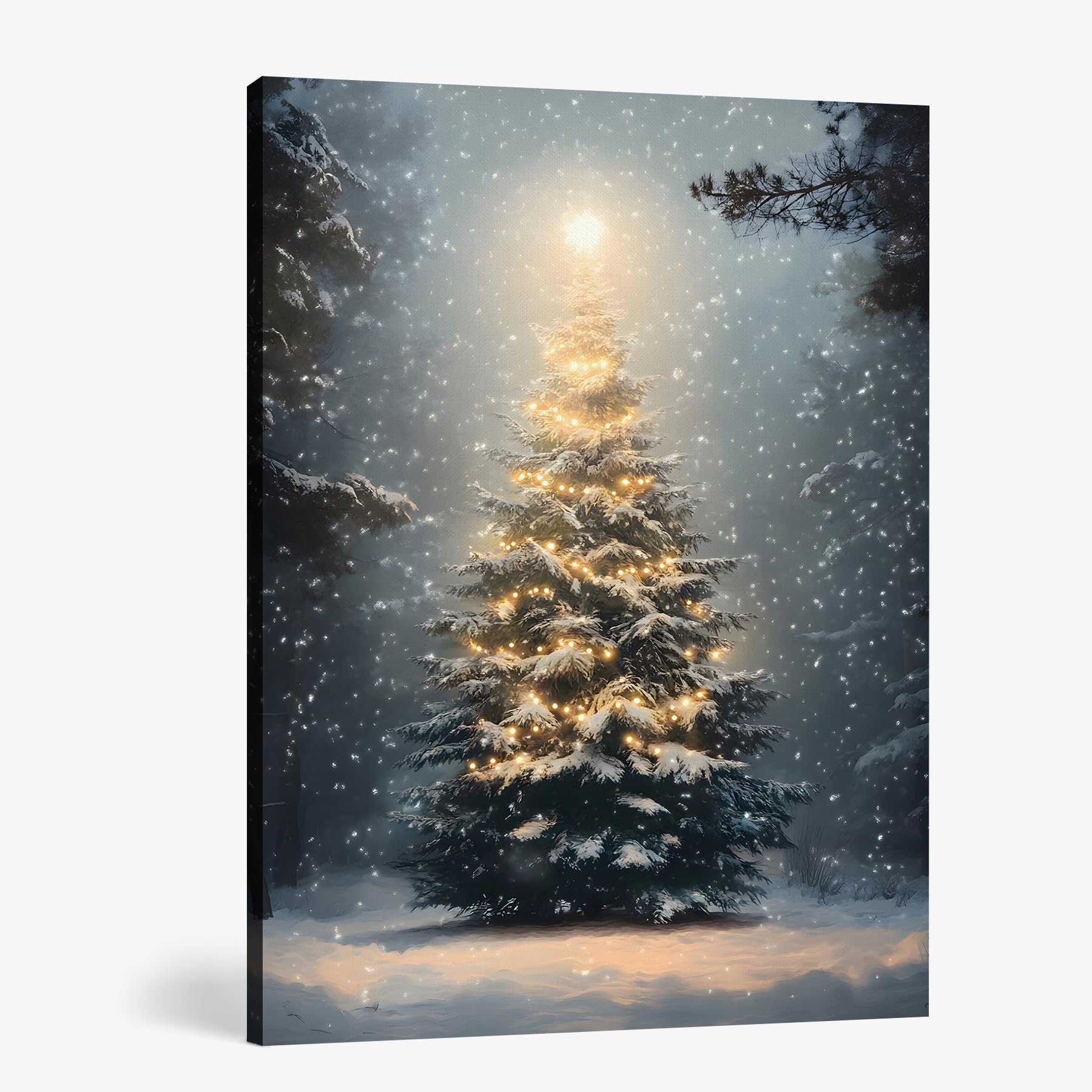 Amazon.com: FISWAFY Christmas Tree Wall Art, Winter Wonderland Snowy ...