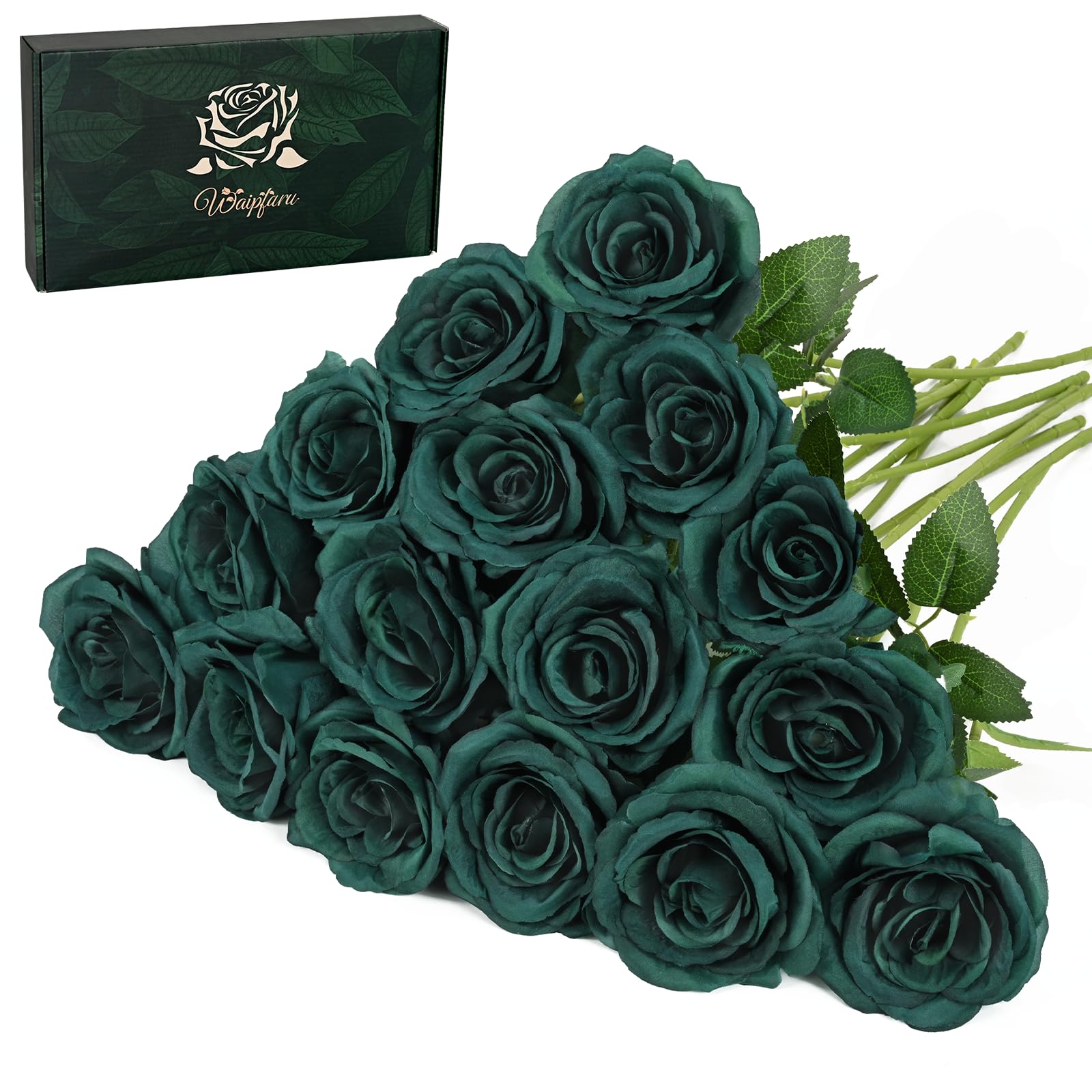 Amazon.com: Waipfaru 16 Pcs St Patricks Day Green Roses, Long Stem Fake Roses Artificial Flowers ...