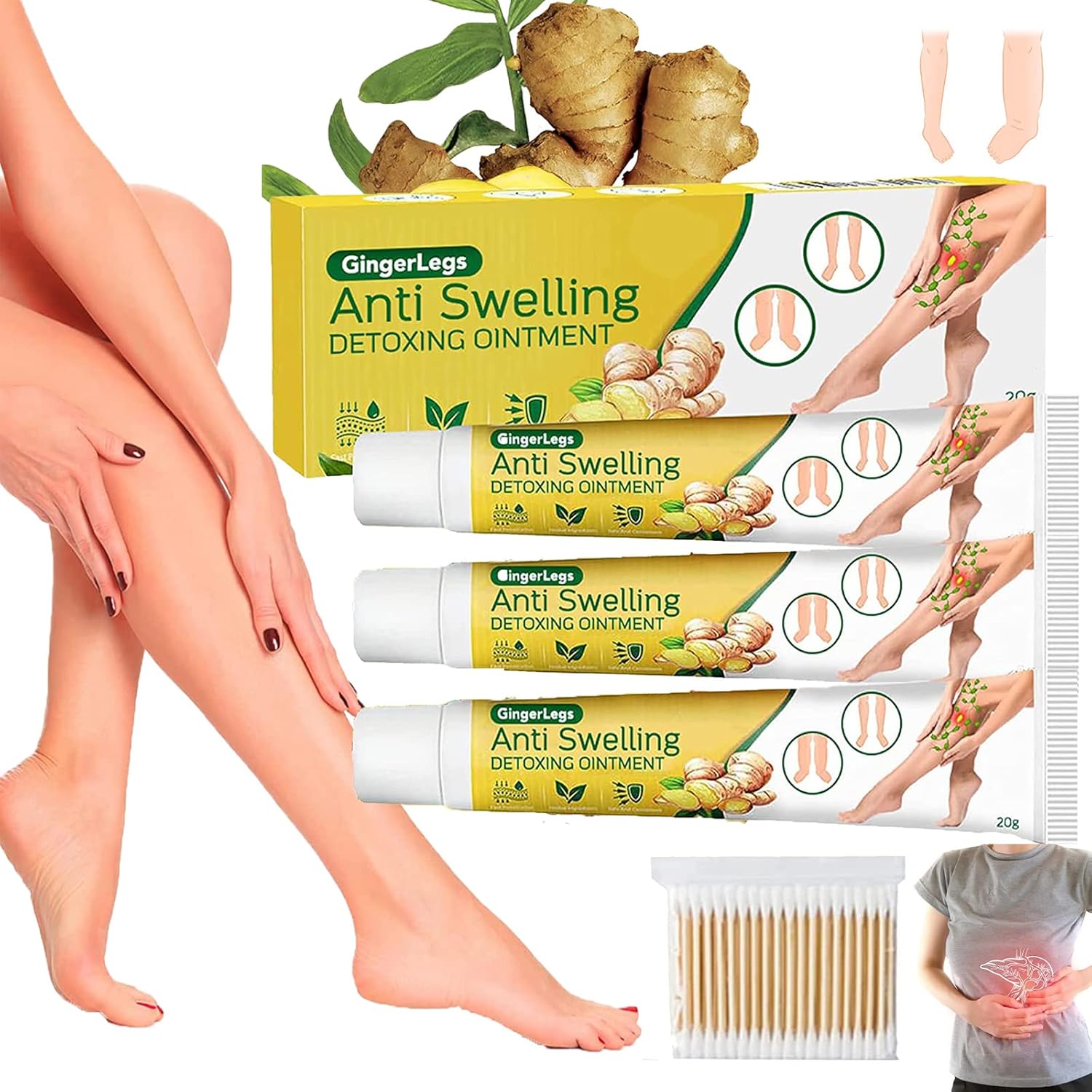 GingerLegs Anti-Schwellung Entgiftungs-Salbe,Anti Cellulite Firming ...