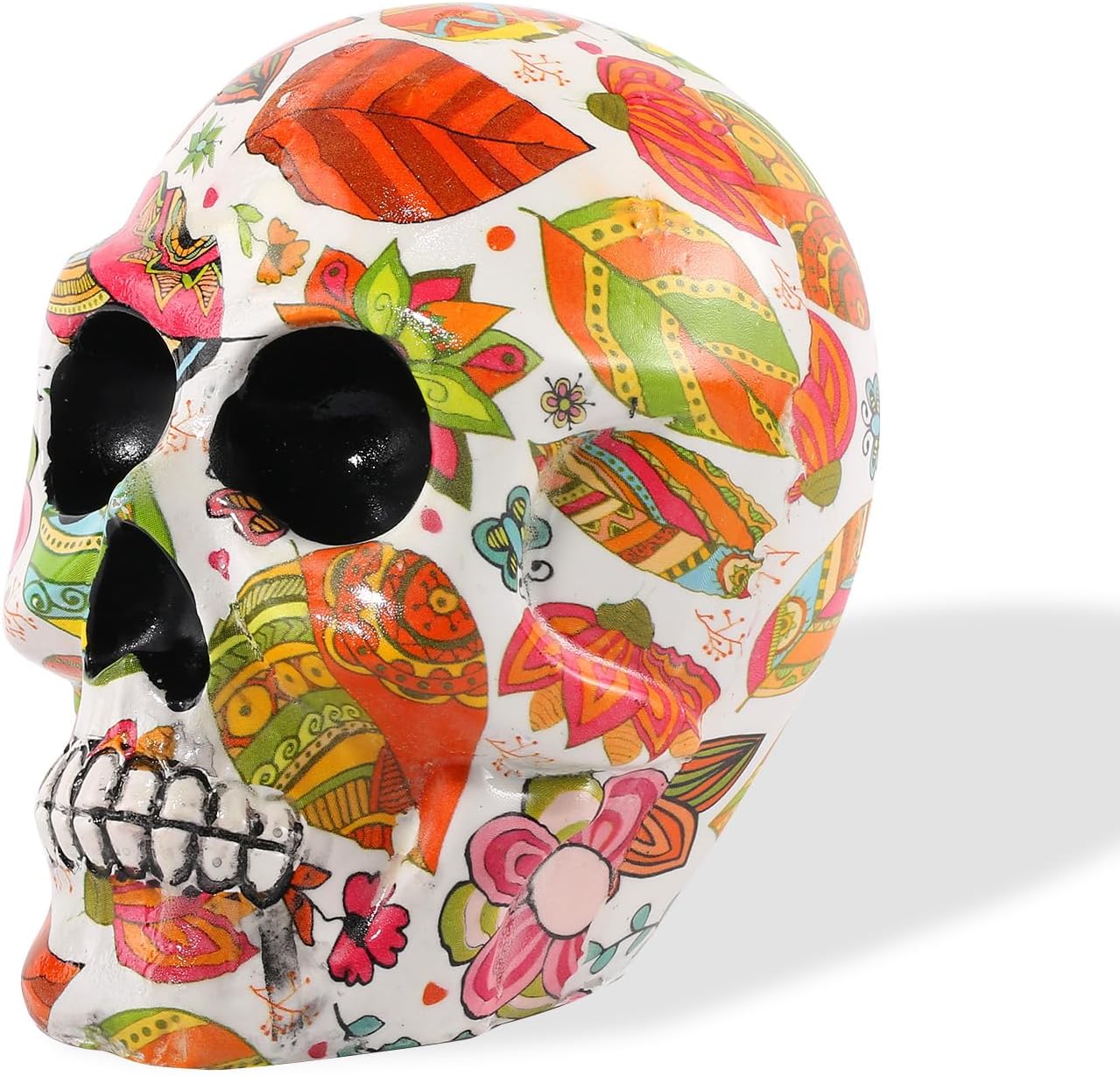 Amazon.com: qumHmup Skull Figurine Resin Statue, Dead Floral Skull ...