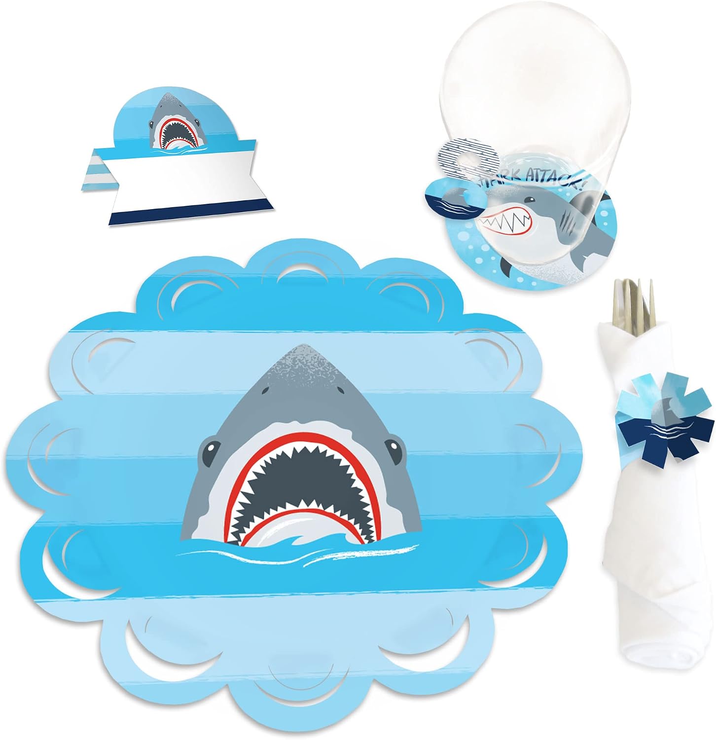 Amazon.com: Big Dot of Happiness Shark Zone - Jawsome Shark Party or ...