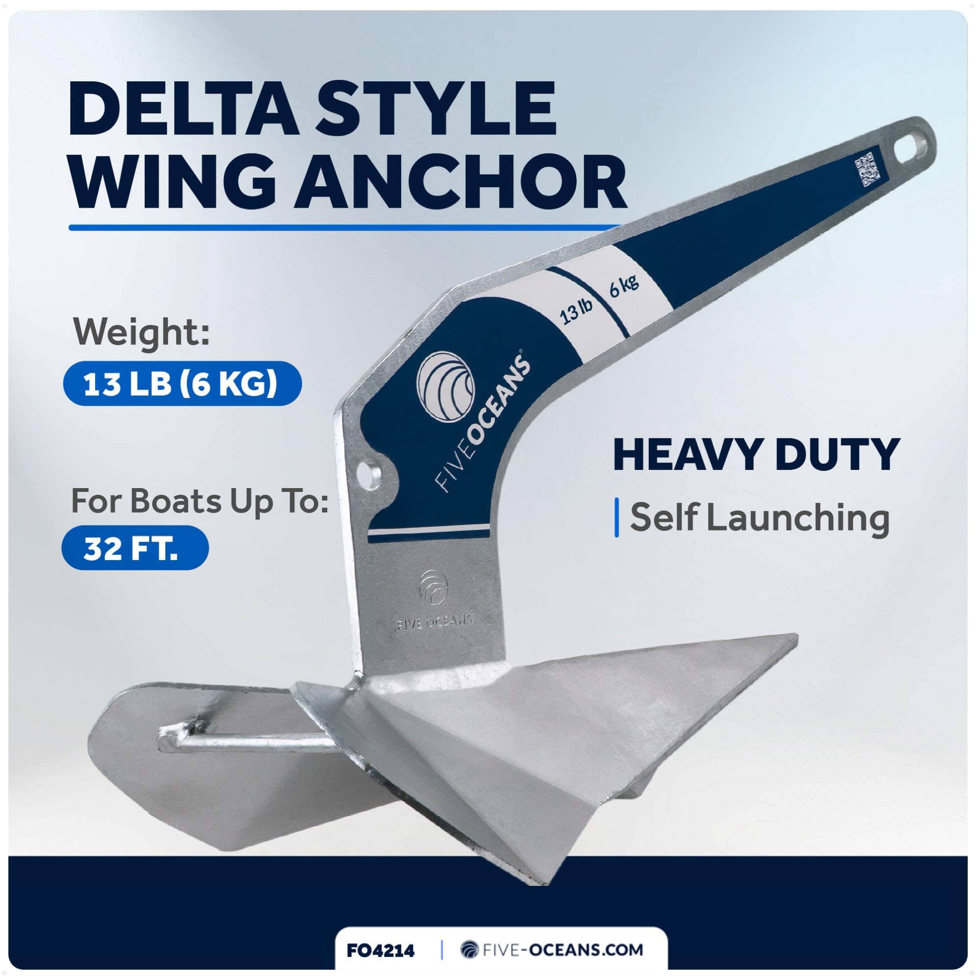 Snapklik.com : Five Oceans Delta Style Wing Boat Anchor, 13 Lb / 6 Kg ...