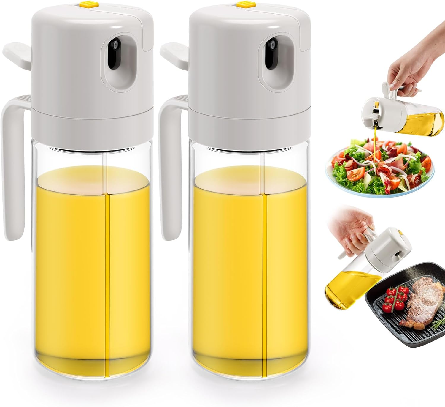 Amazon.com: COKMOTE 18.6oz/550ml Oil Sprayer for Cooking 2 Pack, 2 in 1 ...