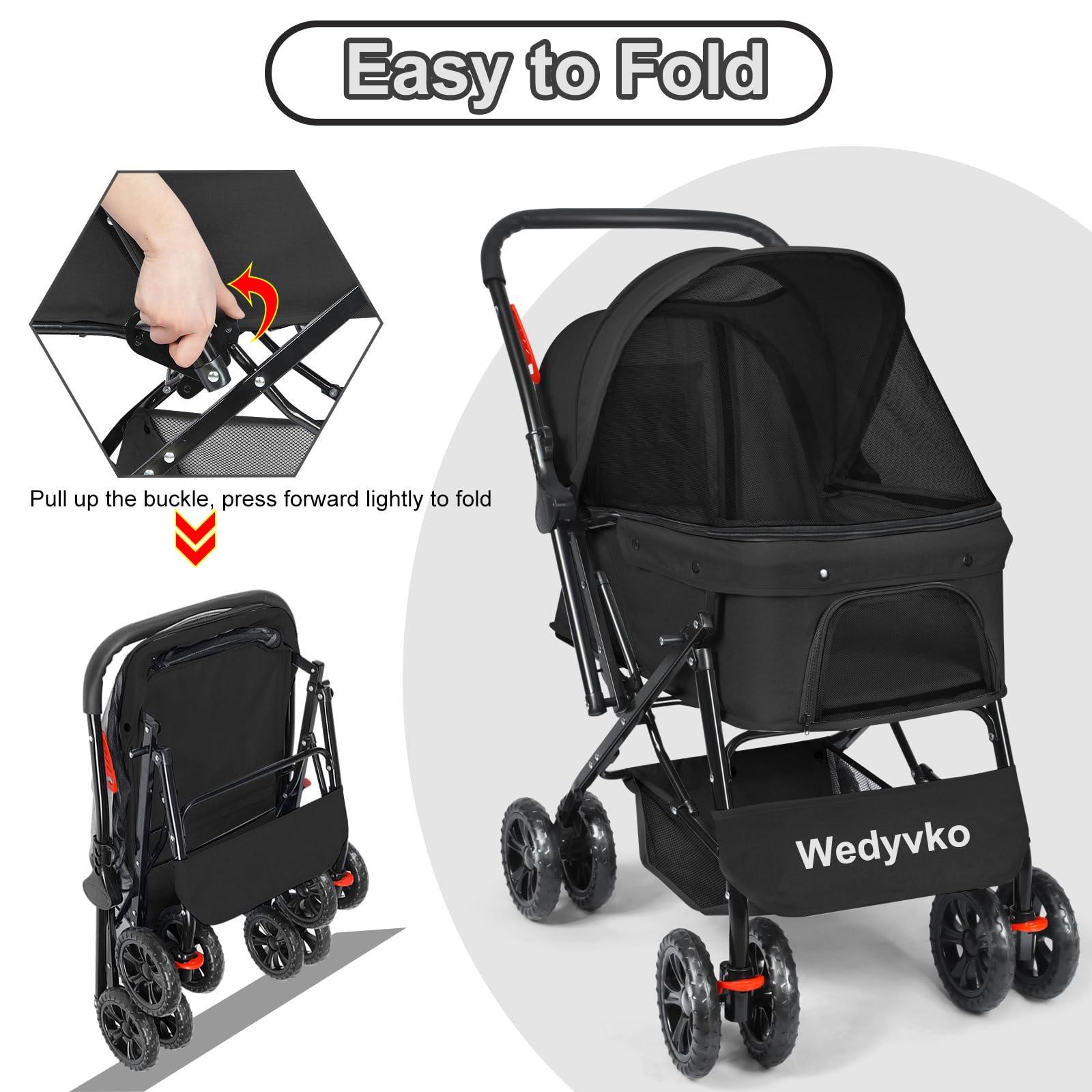Wedyvko P03 Dog Stroller- Pets Stroller for Medium Dogs, Up to 50 LBS ...