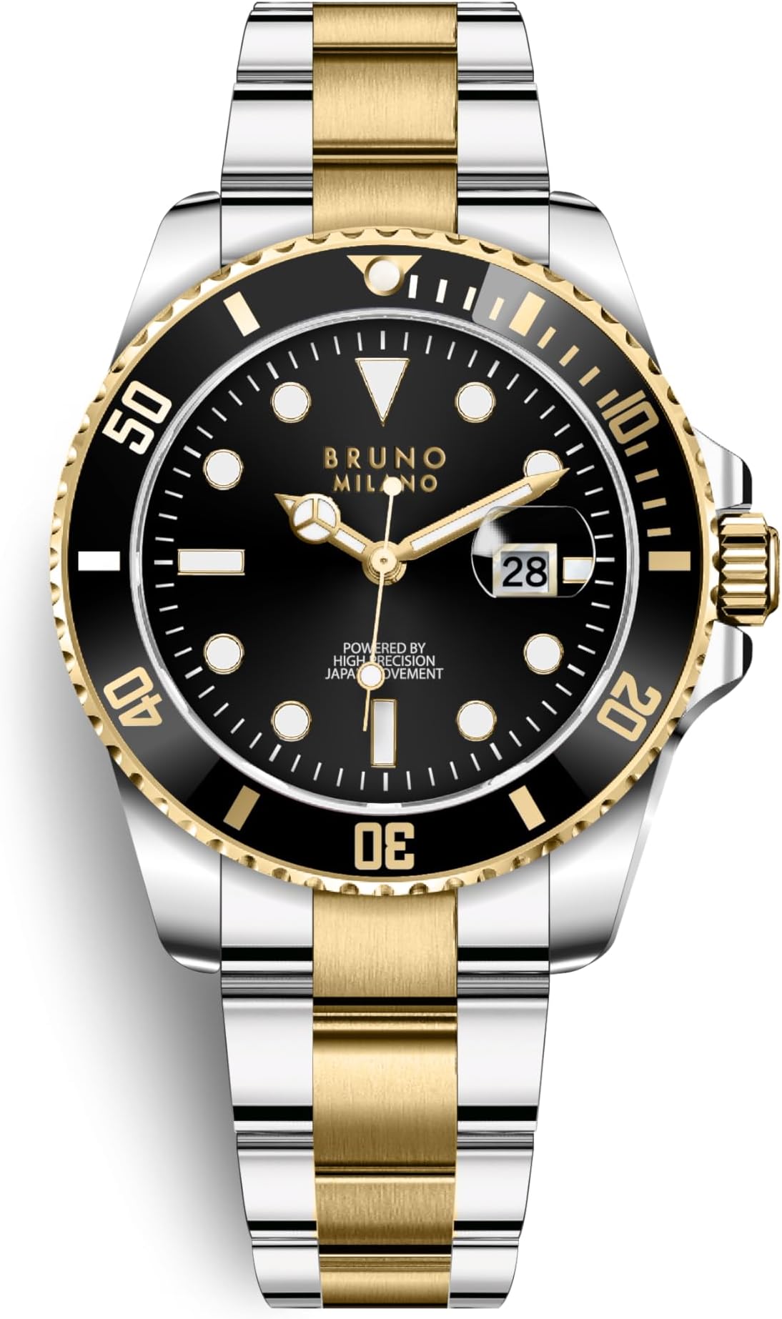 BRUNO MILANO Luxury Fashion Watch For Men Dual Tone Quartz Stainless ...