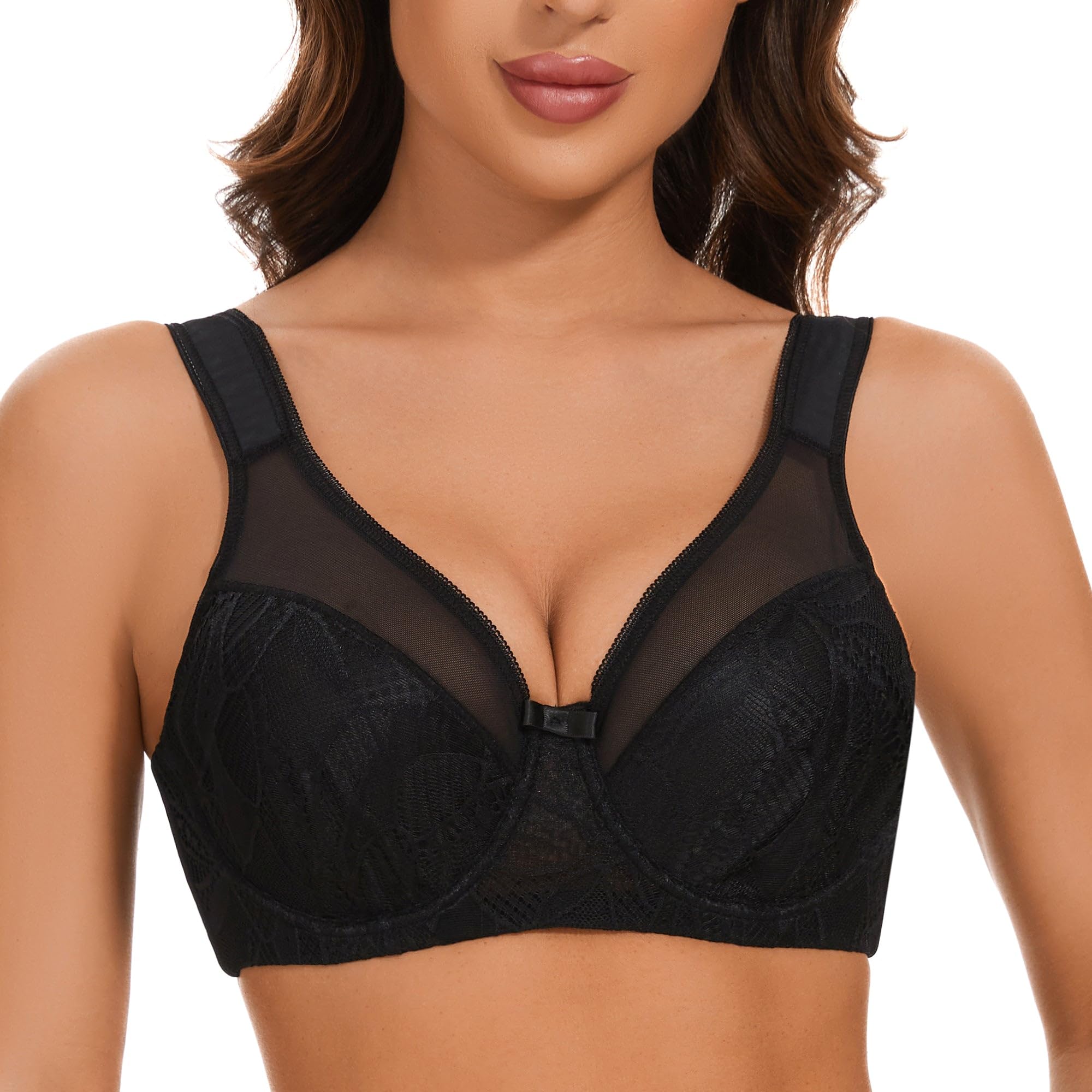 sheroine Women's Underwire Lace Minimizer Unpadded Bra Plus Size Full ...