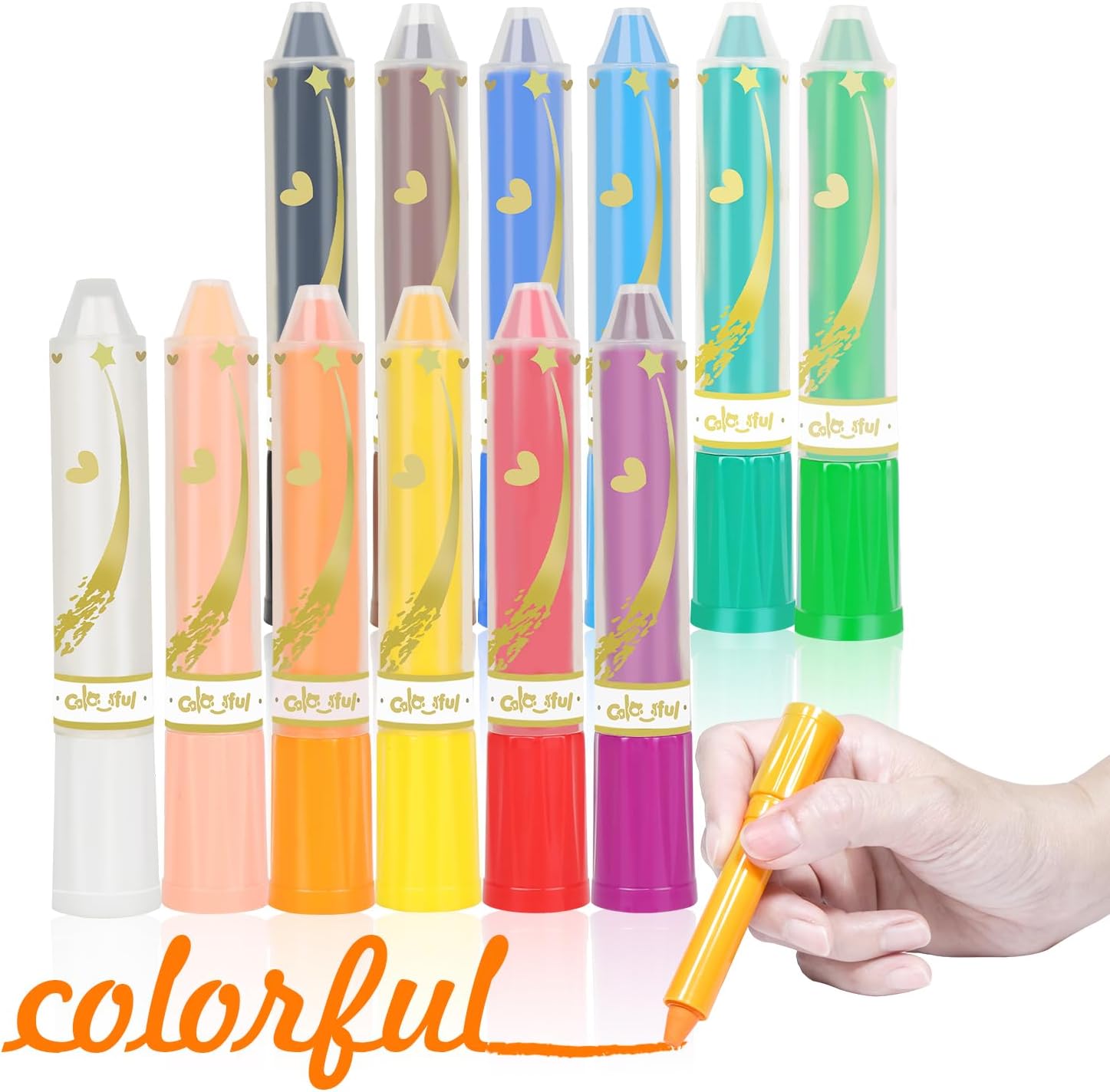 Colorful Crayones de 12 colores para niños de 2 a 4 años, no tóxicos ...