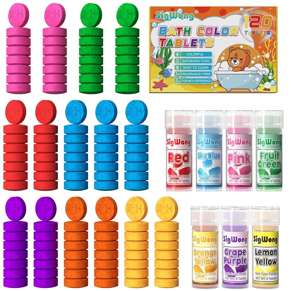 Bath Colour Tablets for Kids - 120 Count Food Grade Ingredients Kids ...