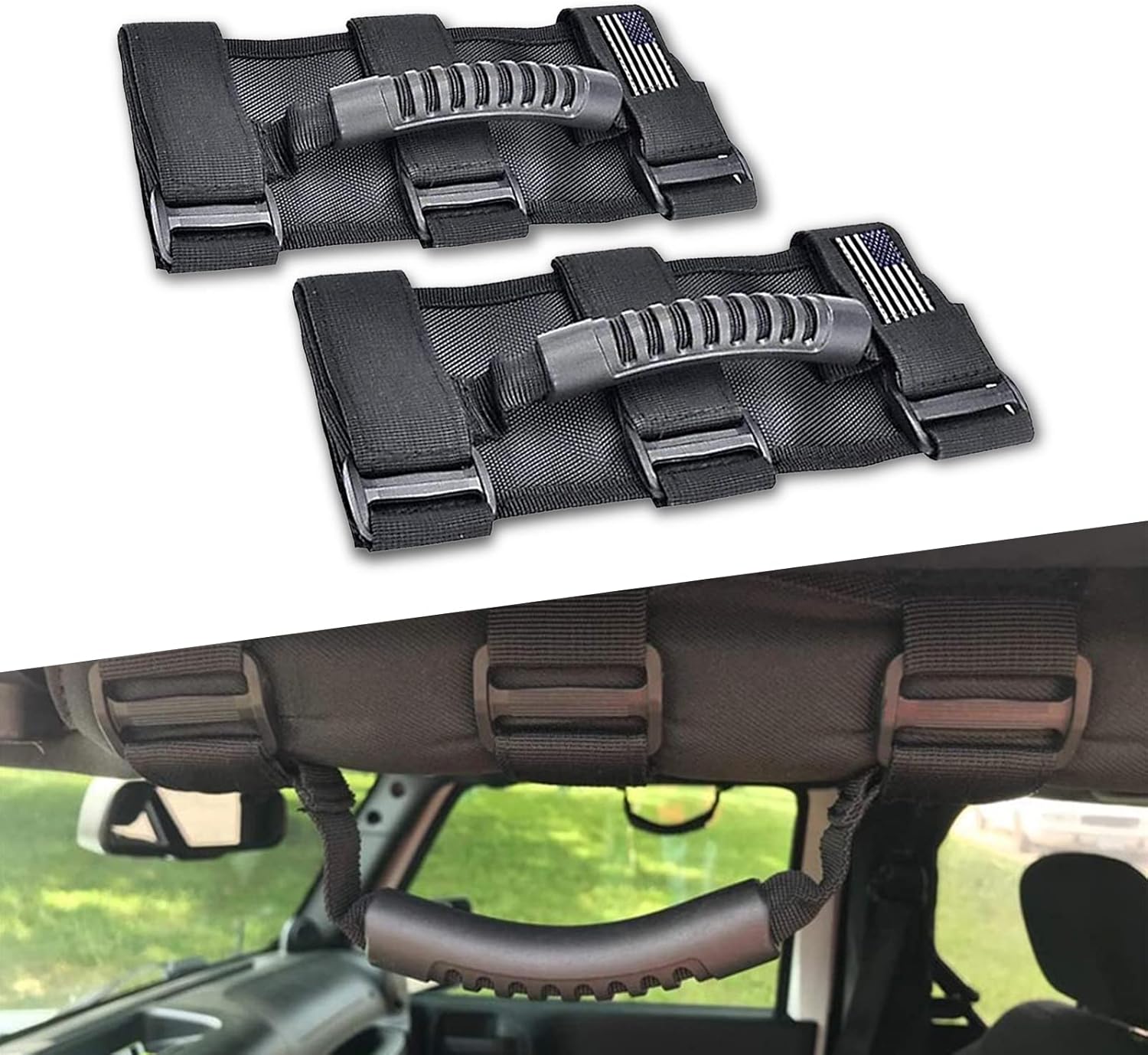 Amazon.com: cueclue Pack-2 Auto Grab Handle Set, Roof Handle Strap ...