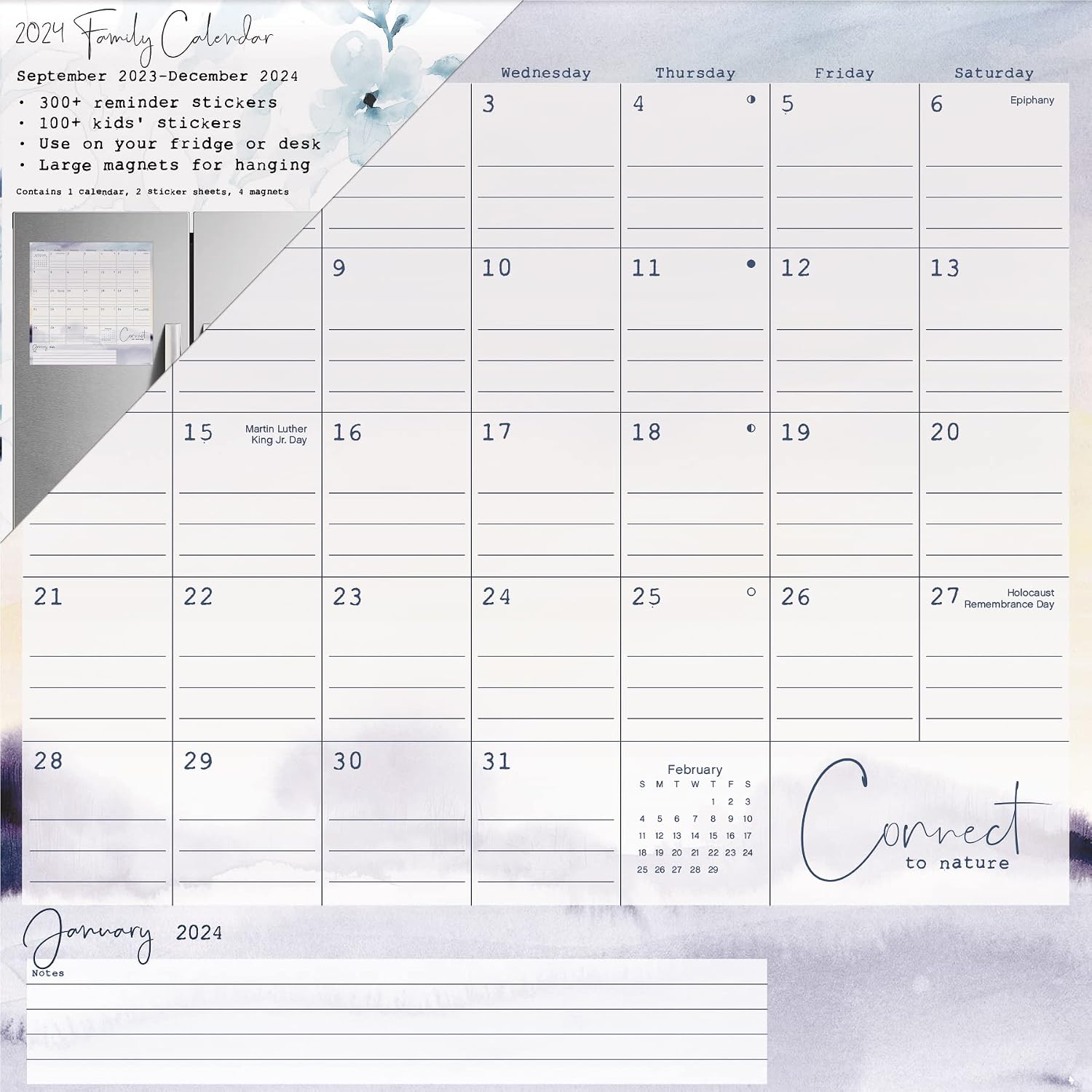 2024 Mindfulness by Stephanie Ryan Magnetic Family Calendar: Trends ...