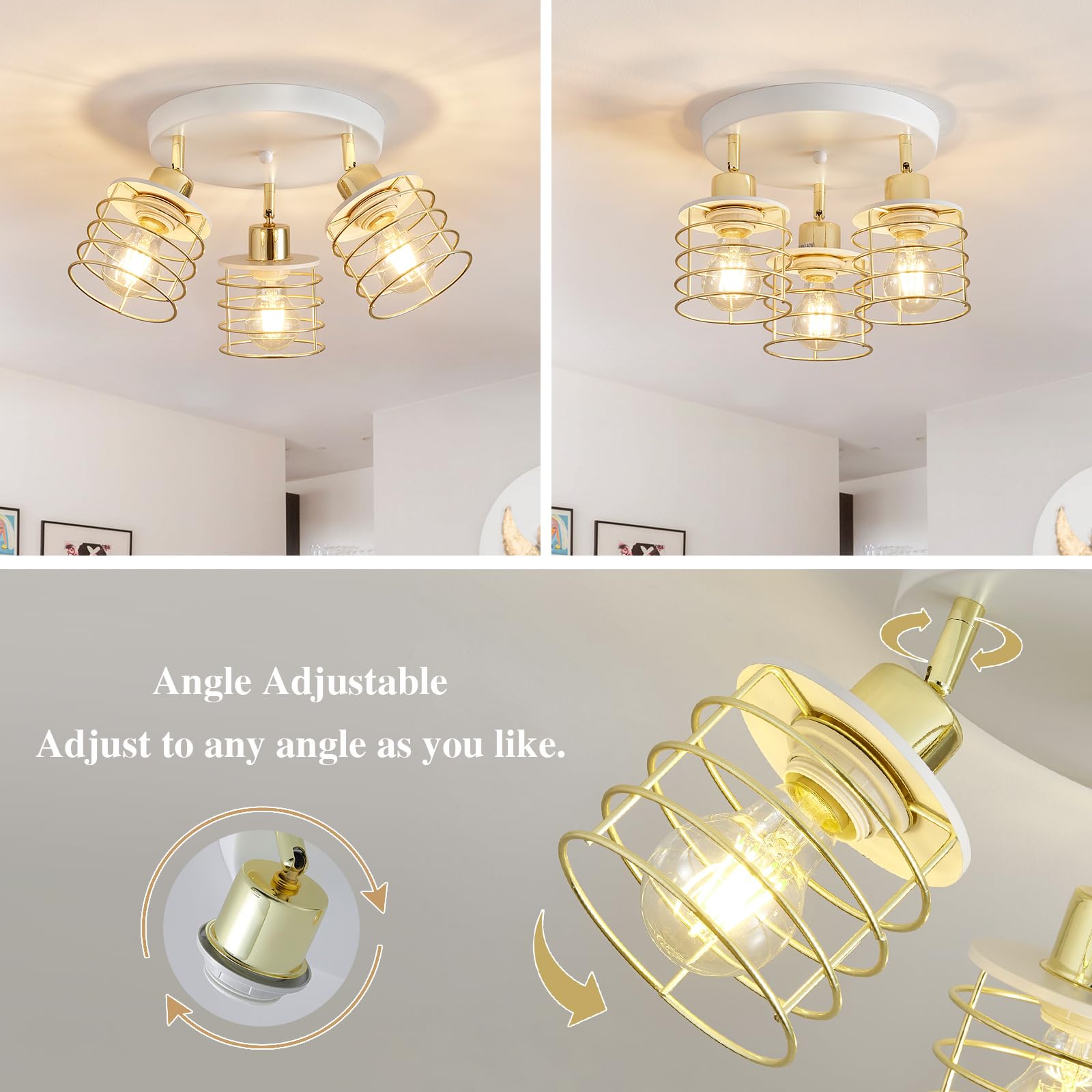 Semi Flush Mount Ceiling Light Fixture, Adjustable 3-Lights Kitchen ...