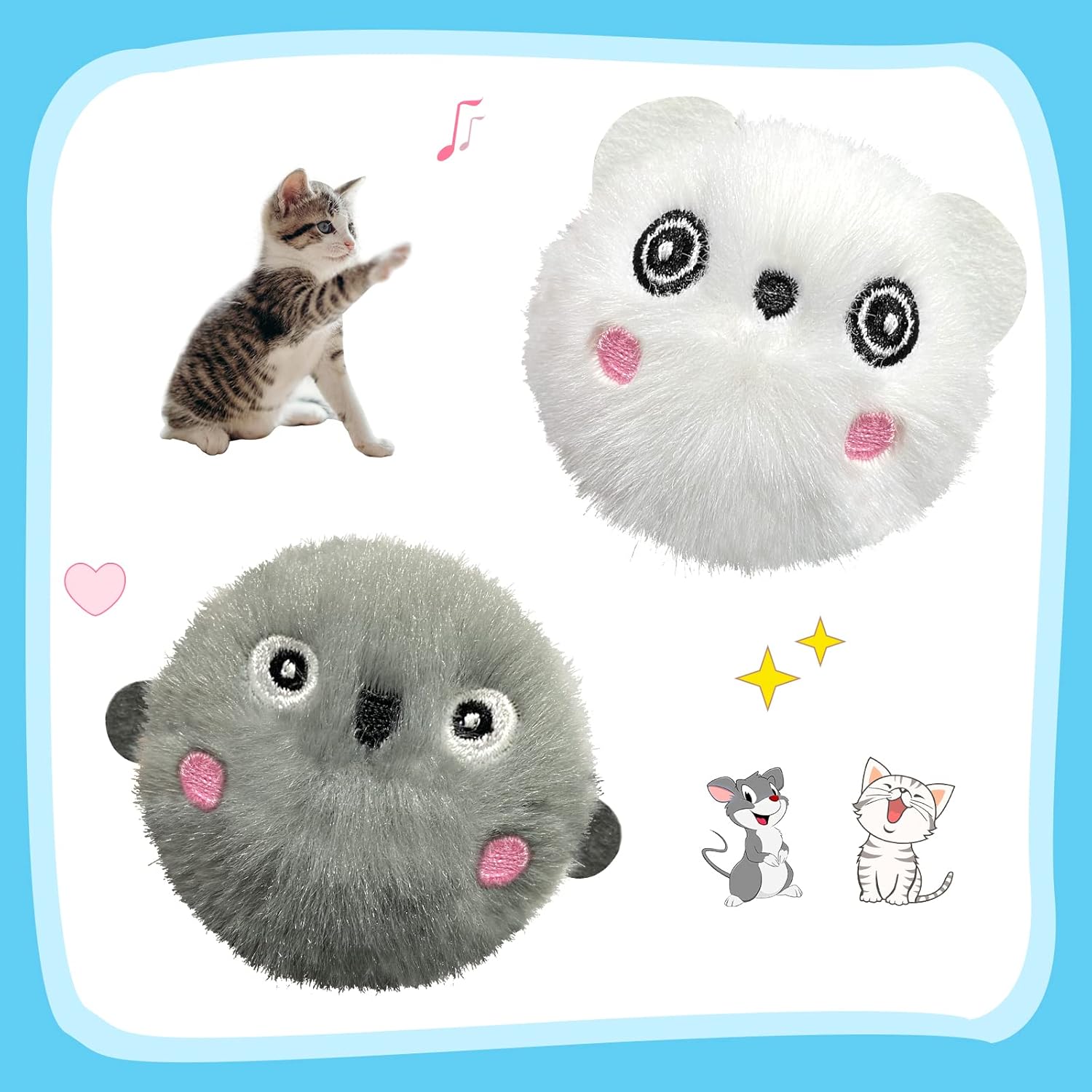 Cat Toys, KreizyGo Chirping Catnip Toy Balls, Interactive Cat Kicker ...