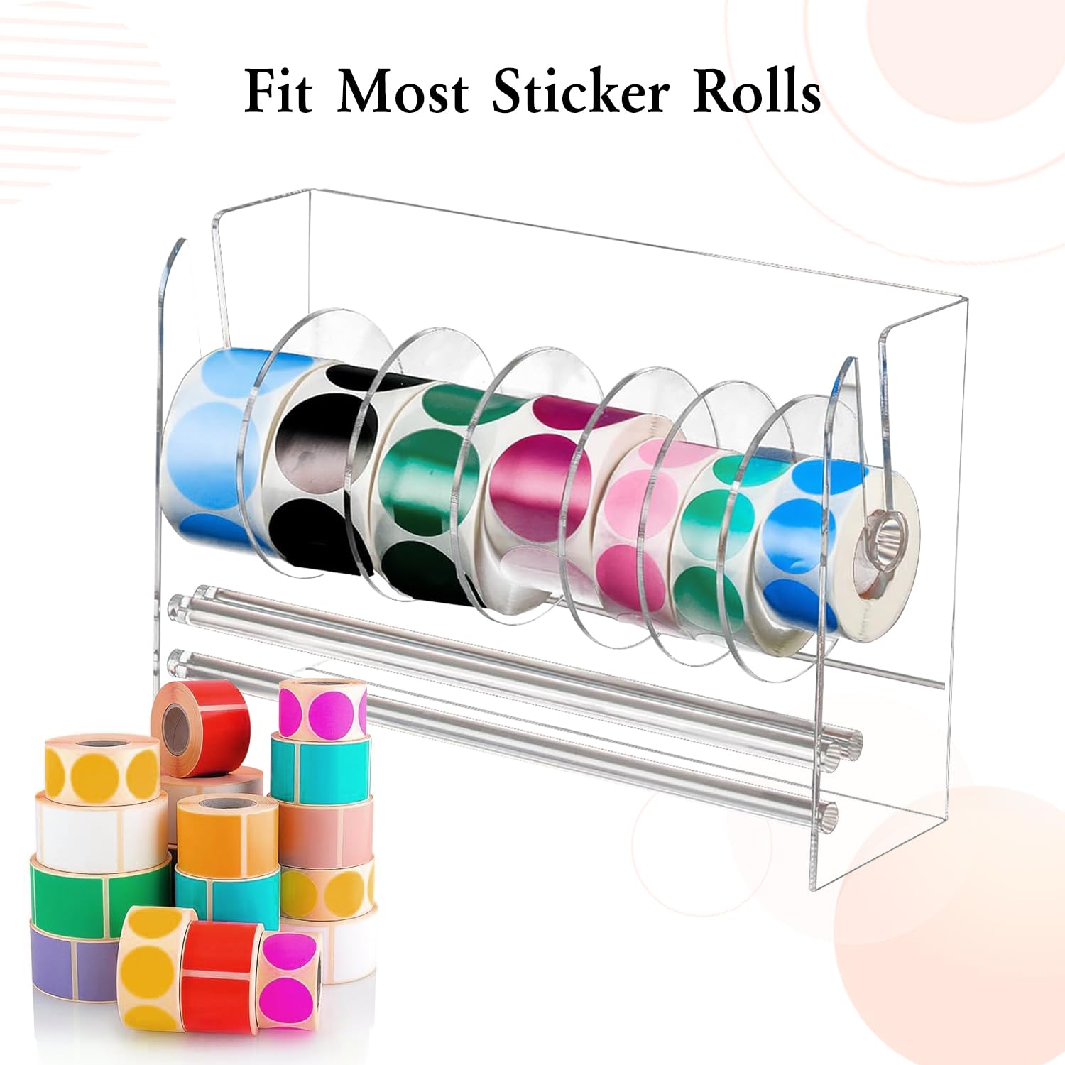 Adjustable Label Dispenser Acrylic Sticker Roll Dispenser Sticker Roll ...
