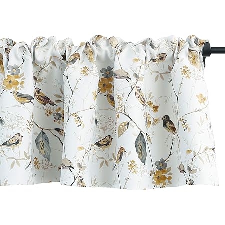 Amazon.com: VOGOL Vivid Birds Pattern Valances for Windows, Flower ...