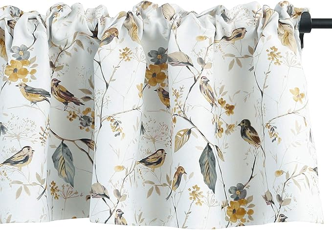 Amazon.com: VOGOL Lovely Birds Vines Printed Window Curtains Valance ...