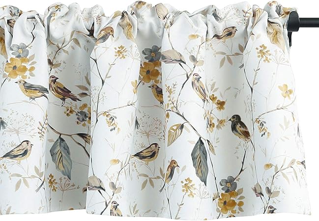 Amazon.com: VOGOL Lovely Birds Vines Printed Window Curtains Valance ...