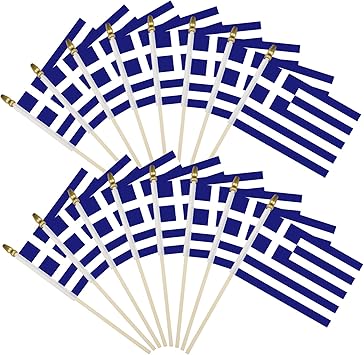 Amazon.com : 16 Pack Small Greece Flags on Stick - Mini Greek Grecian ...