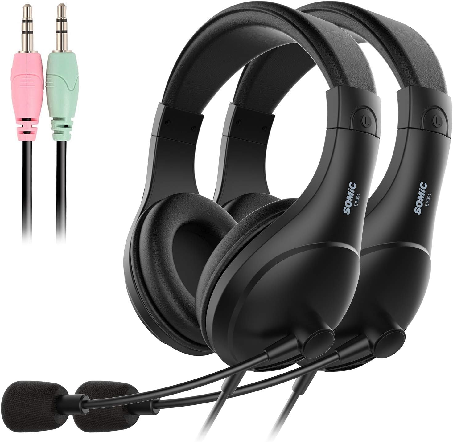 EASARS Computer Headset 2 Pack,Headsets with Microphone PC Headphone ...