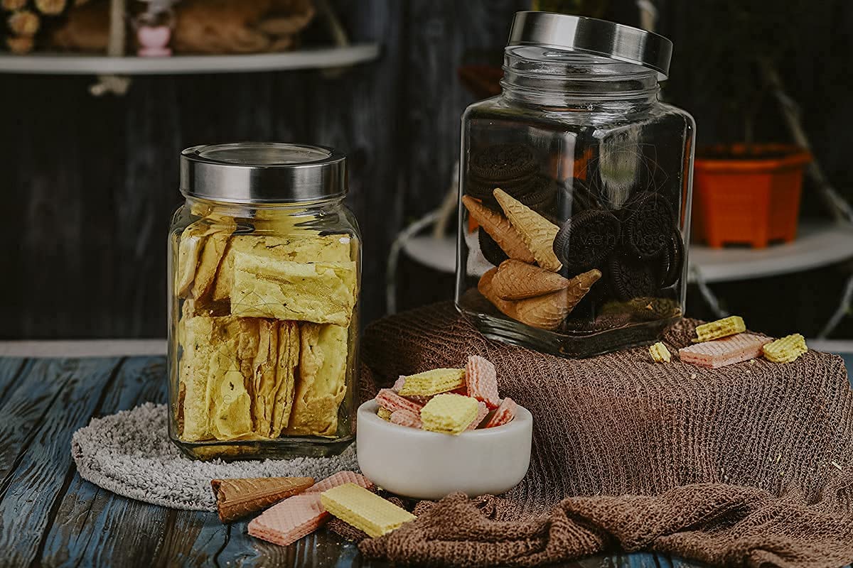 Buy Avvic mart -Glass Jars in barni shape-1500ml with Standard Lid for ...