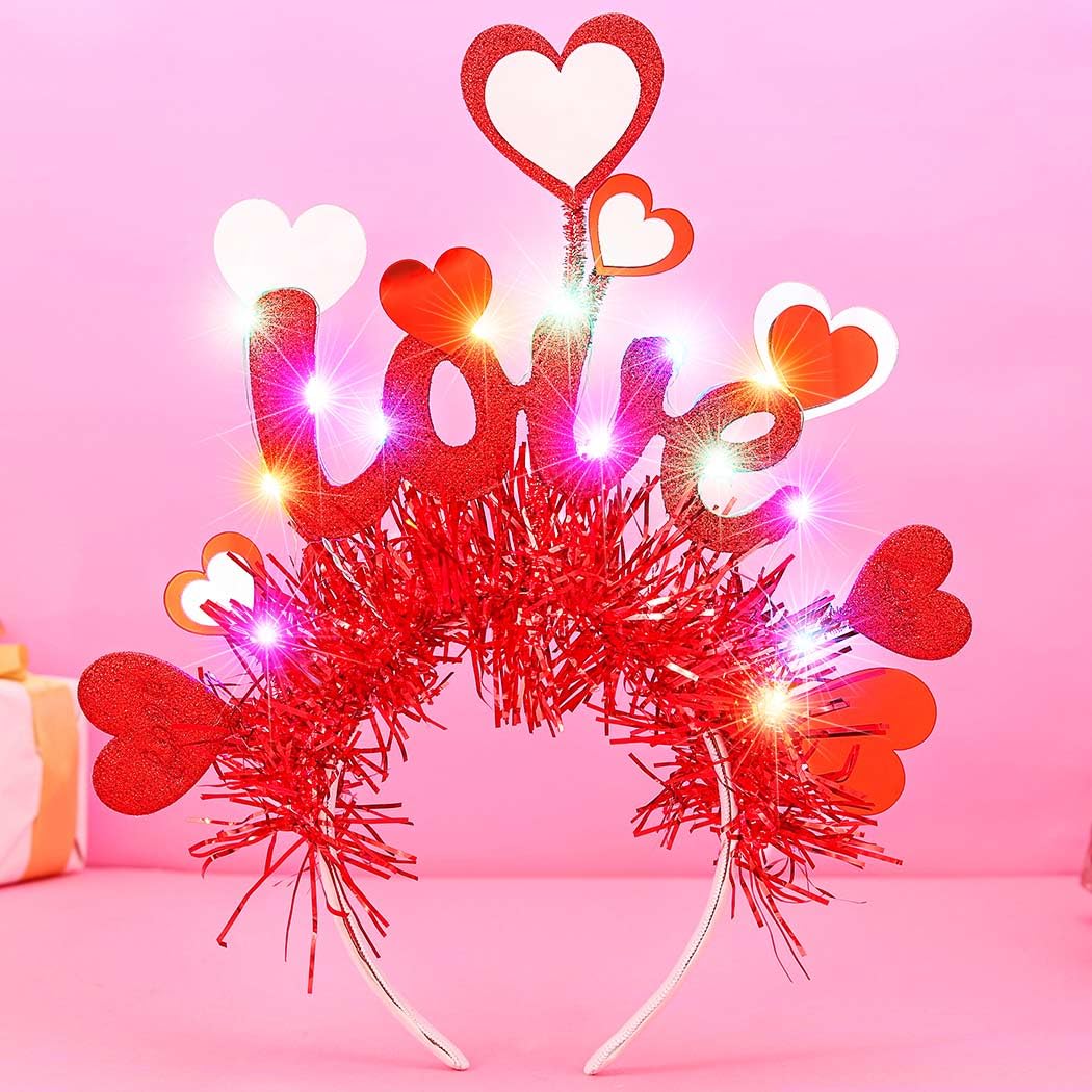Amazon.com: CAKURE Led Valentine's Day Headband Red Love Heart ...