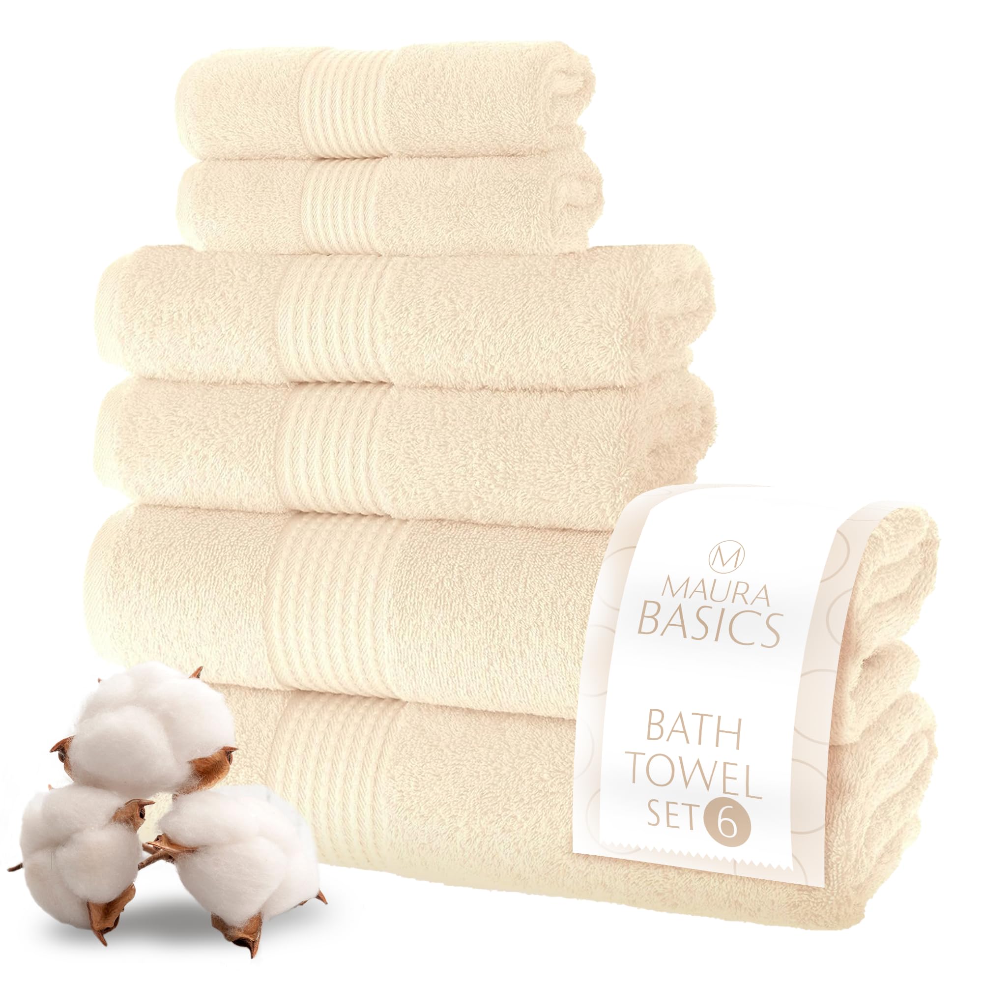 Amazon.com: MAURA Basics Bath Towel Sets for Bathroom with Hanging Hook ...