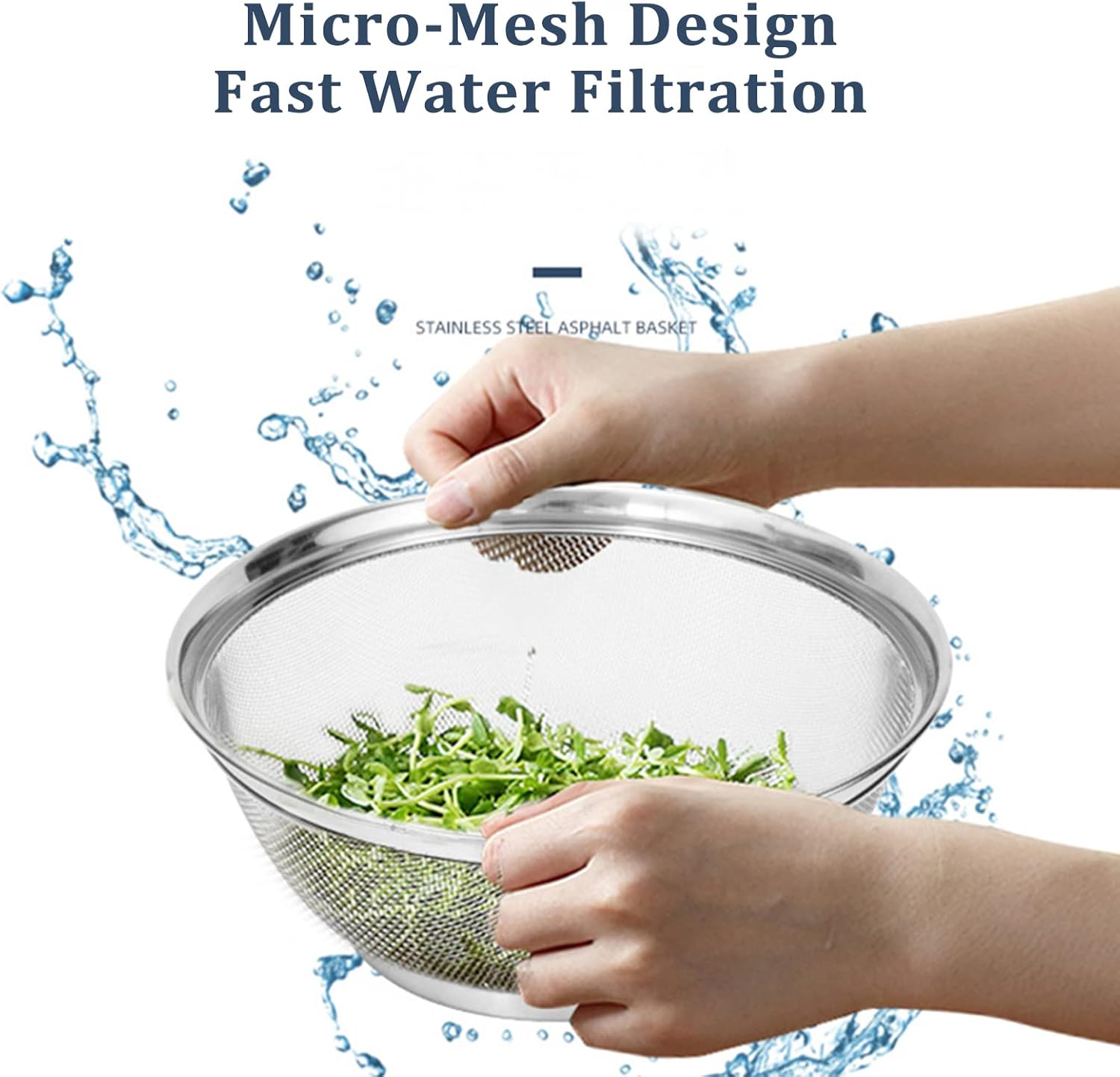 AOFUXTI Stainless Steel Collander Strainer – 3 Piece Micro-Perforated ...