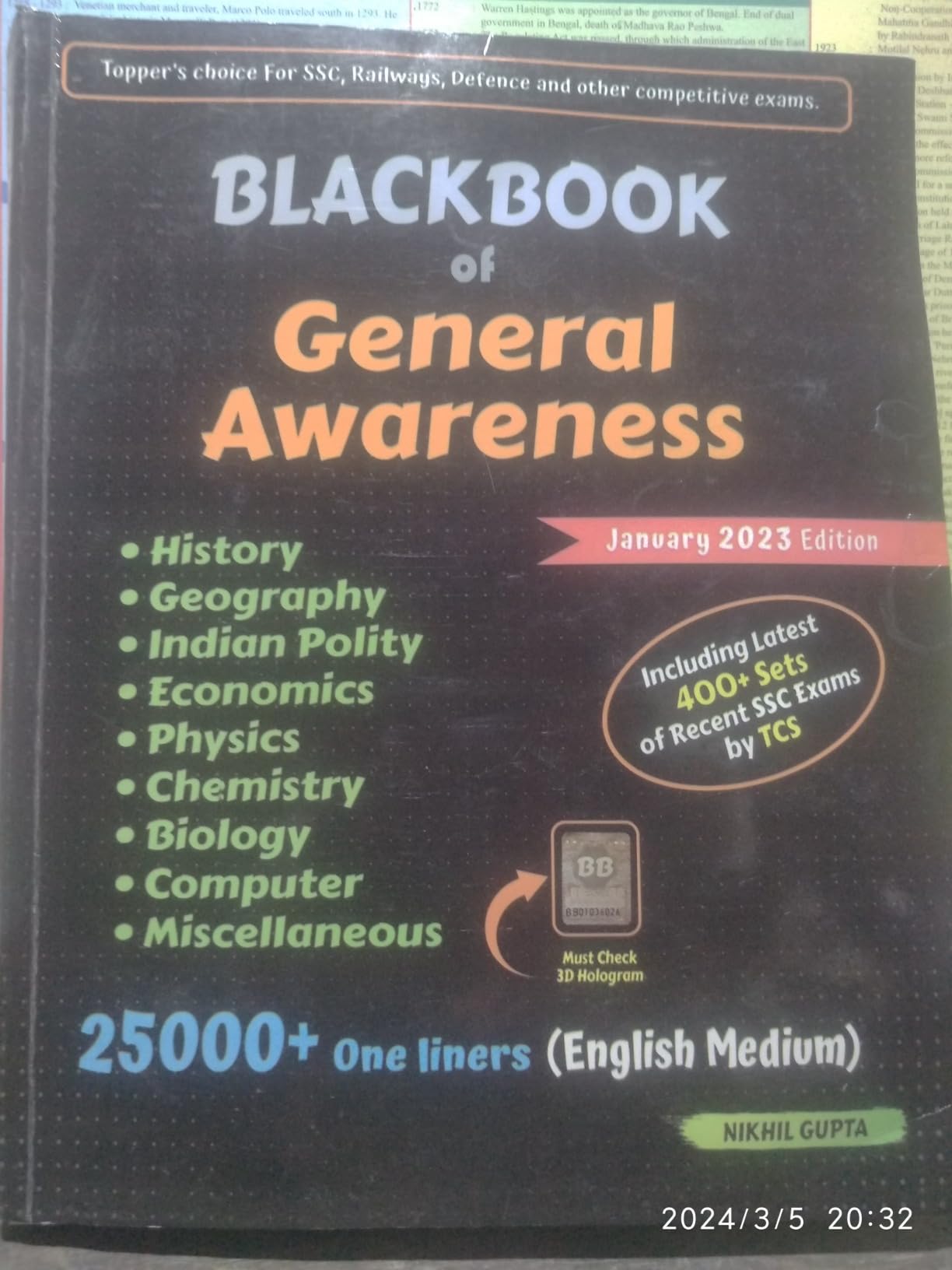 Buy BlackBook of General Awareness January 2023 by Nikhil Gupta Book ...