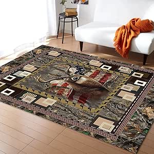 Amazon.com: Rustic Deer rug, Cabin rug, Animals Area Rug- Deer area ...