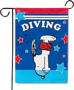 Amazon.com : Flagology, PEANUTS® Diving Snoopy – Garden Flag 12.5" x 18 ...