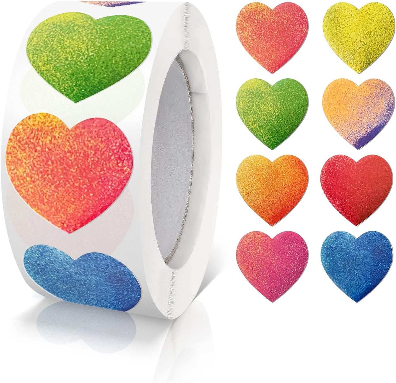 Amazon.com: Colorful Heart Stickers Roll 1 Inch Valentine's Day Love ...