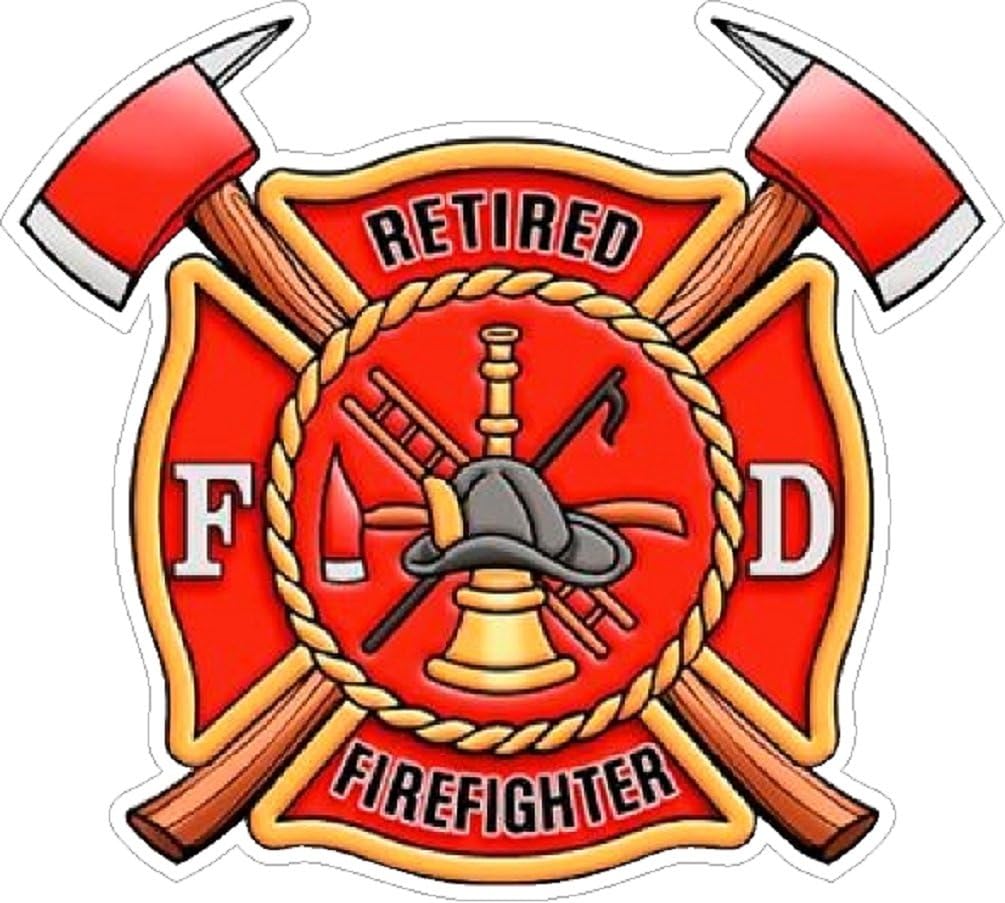 Amazon.com: Retired Firefighter Shield Window Sticker Decal Hardhat Rat ...