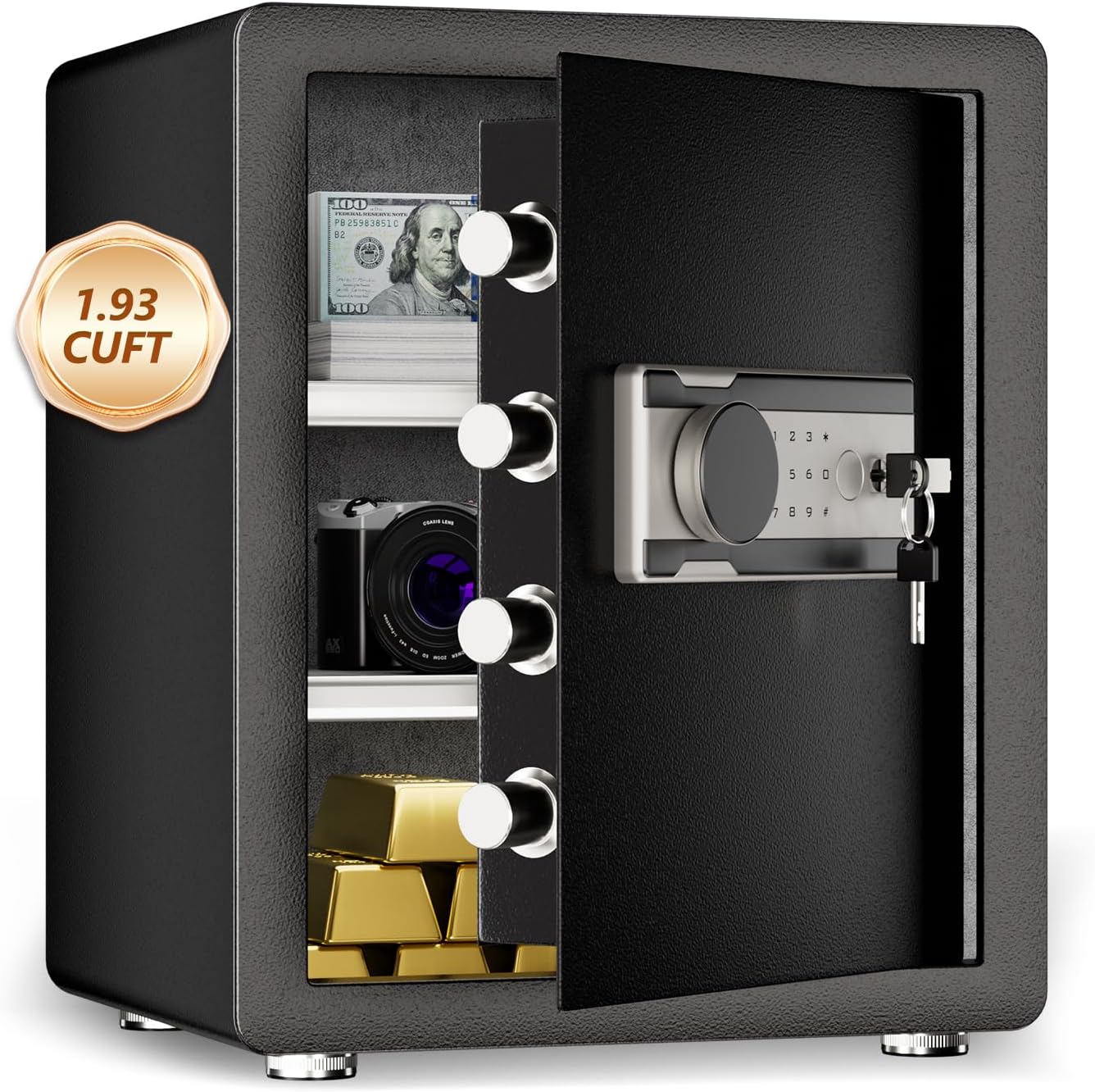 Aobabo Steel Digital Safe Box 1.93CUFT Password Quick-Access Safe Box ...