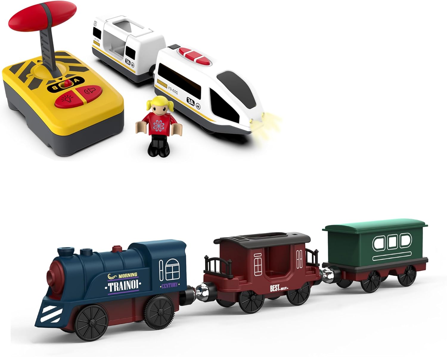 Amazon.com: Motorized Train and Remote Control Train for Wooden Tracks ...