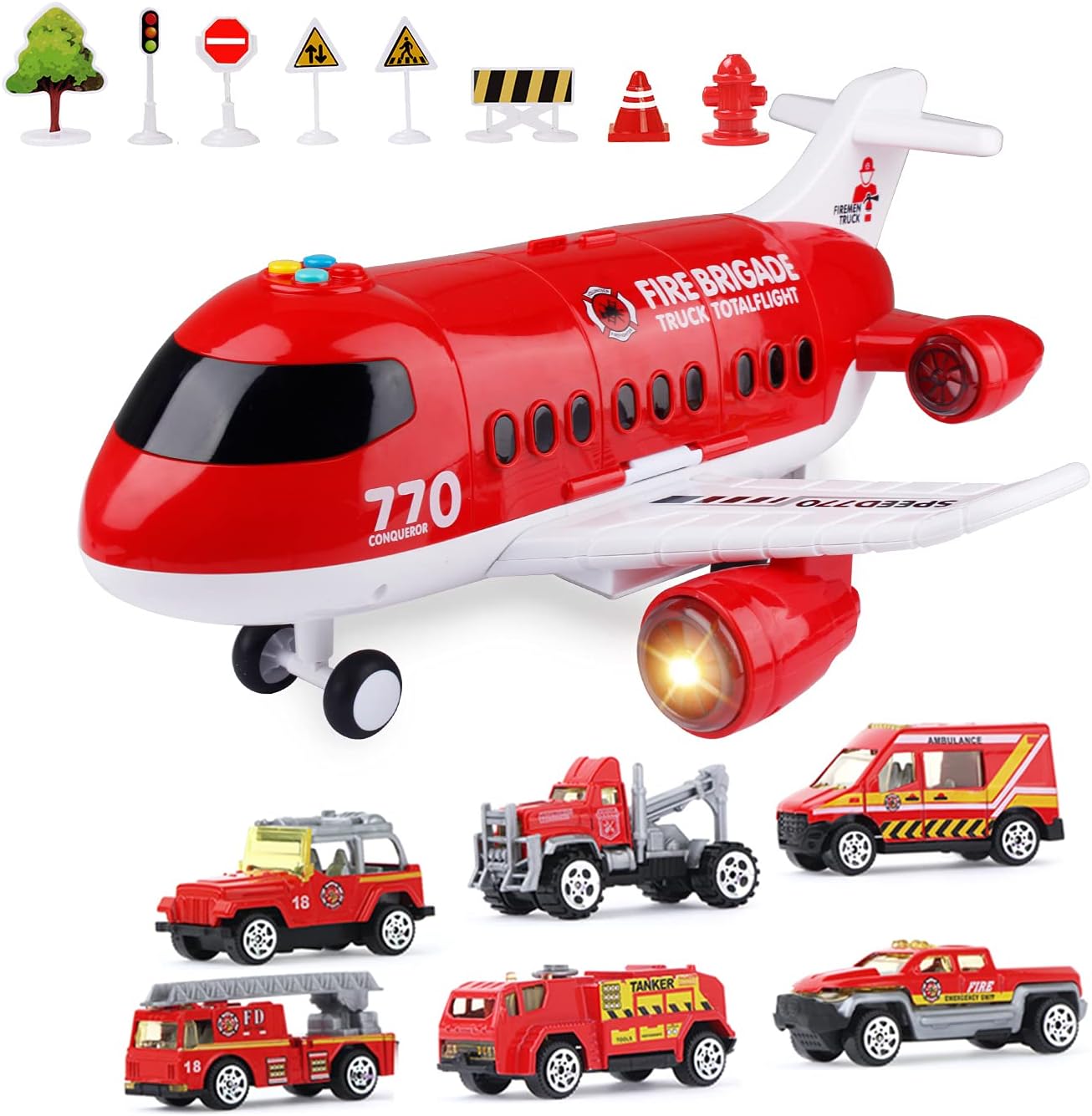 Airplane Toy Set Transport Cargo Plane Play Toy for 4 5 6 Years Old ...