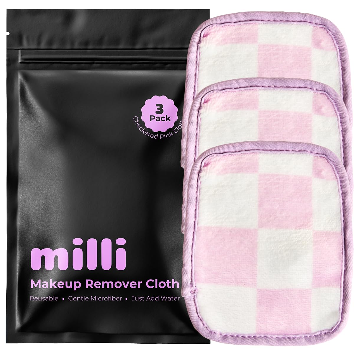 Amazon.com: Makeup Remover Cloth - Set of 3 Pink and White Checkered ...