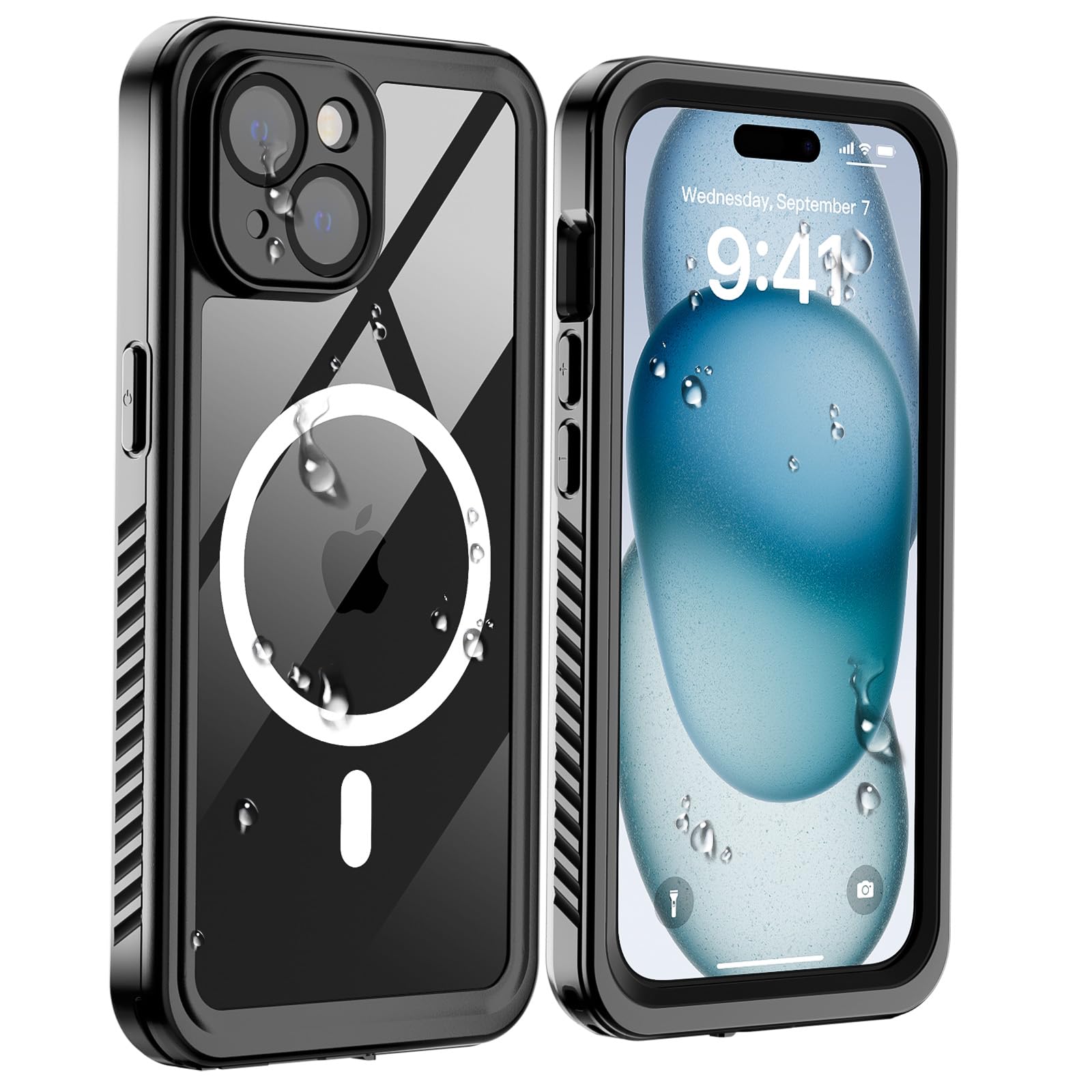 Amazon.com: SUPFINE Magnetic for iPhone 15 Waterproof Case,[Built-in Screen Protector][IP68 ...