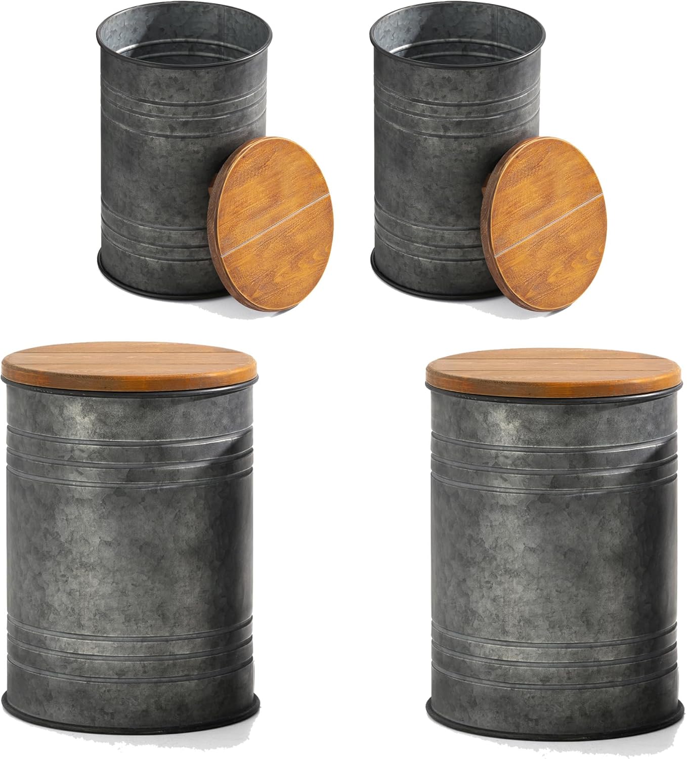 Amazon.com: Glitzhome 4-Piece Galvanized Side Table Set, Metal ...