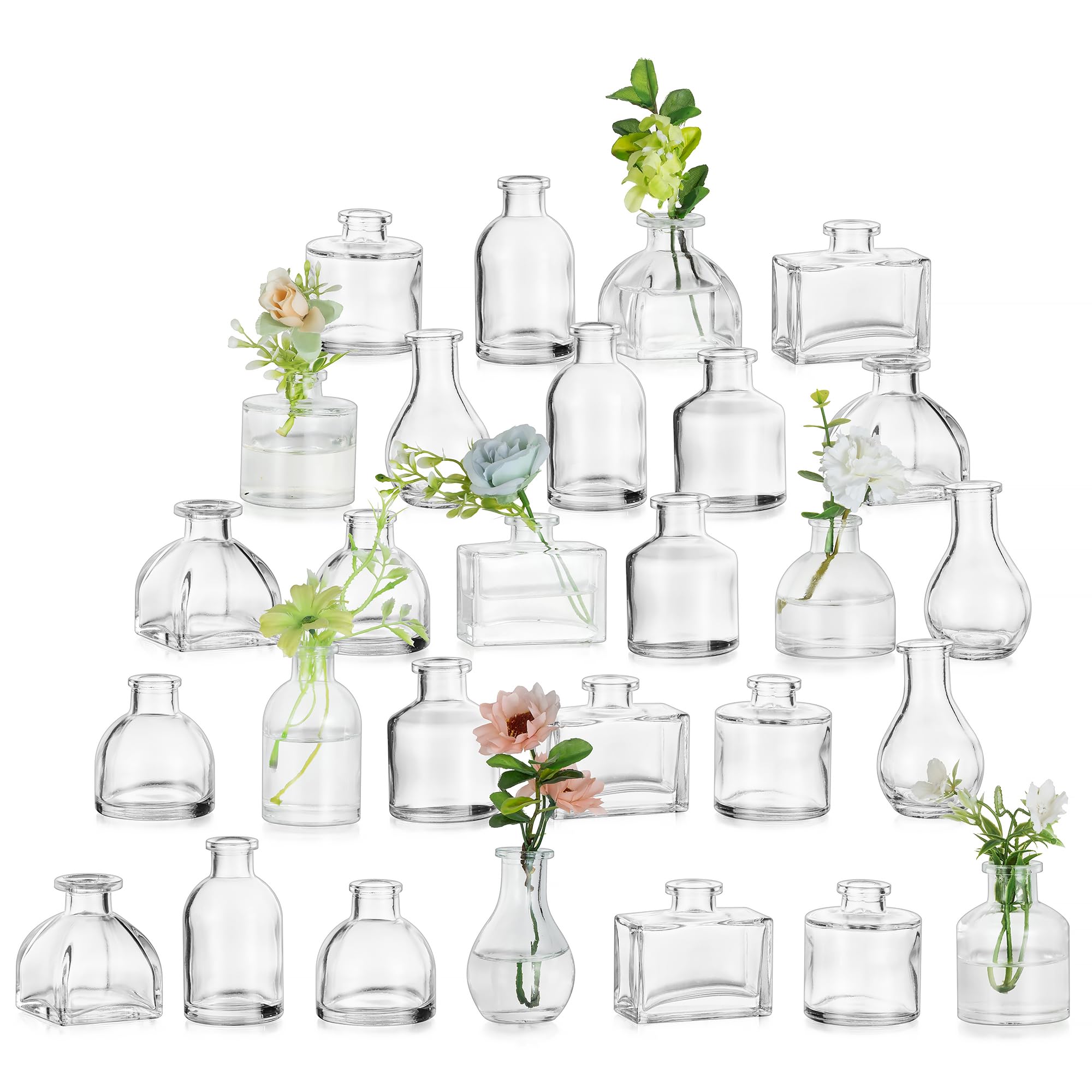 Amazon.com: Glasseam Clear Glass Vases for Centerpieces: Mini Flower ...