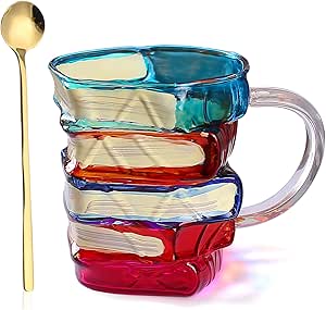 Amazon.com: LuckyEra 3D Painted Book Mug Glass Coffee Mugs for Hot or ...