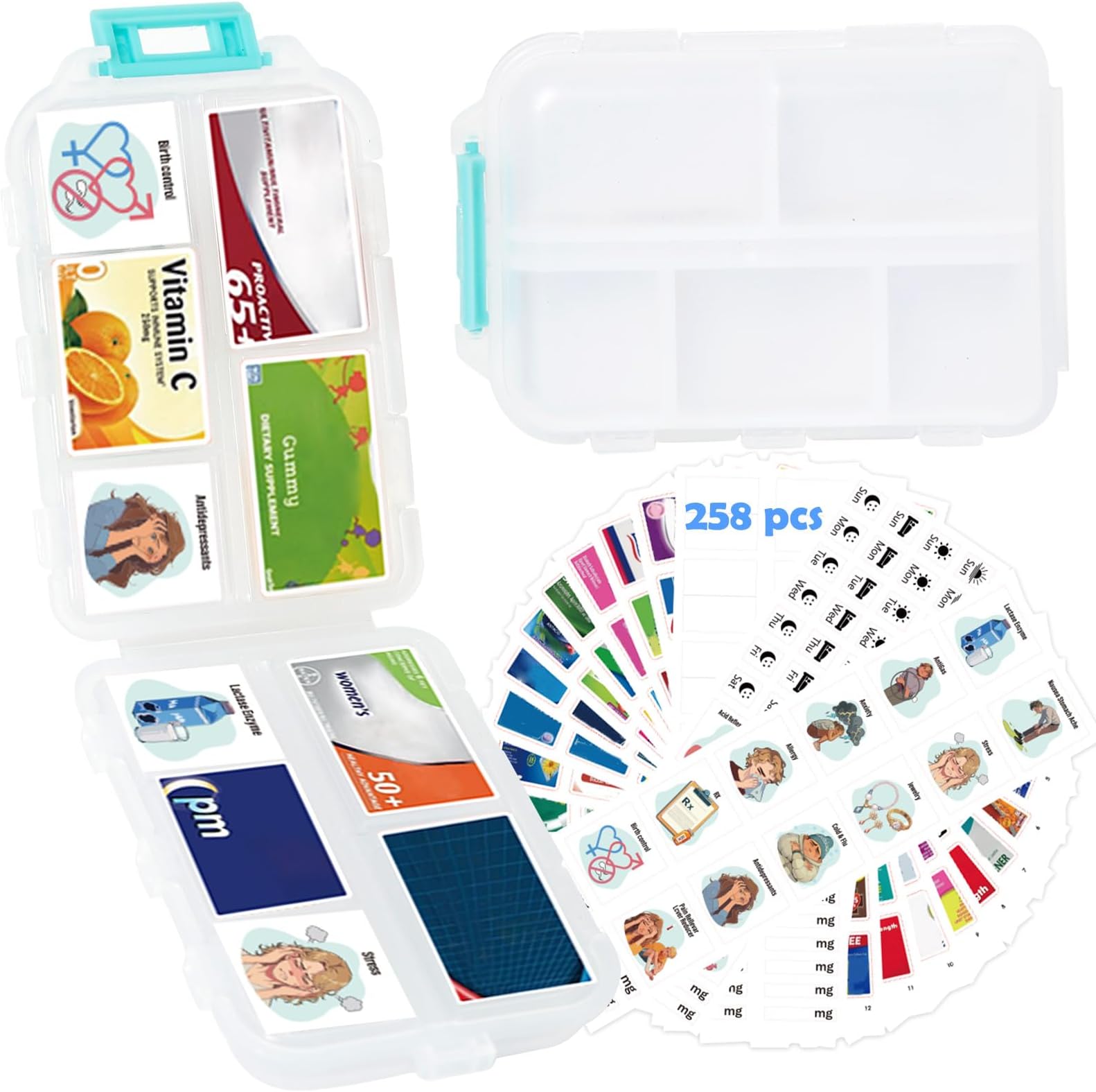 Amazon.com: Pill Organizer with Medicine Labels 161 Labels Travel Daily ...